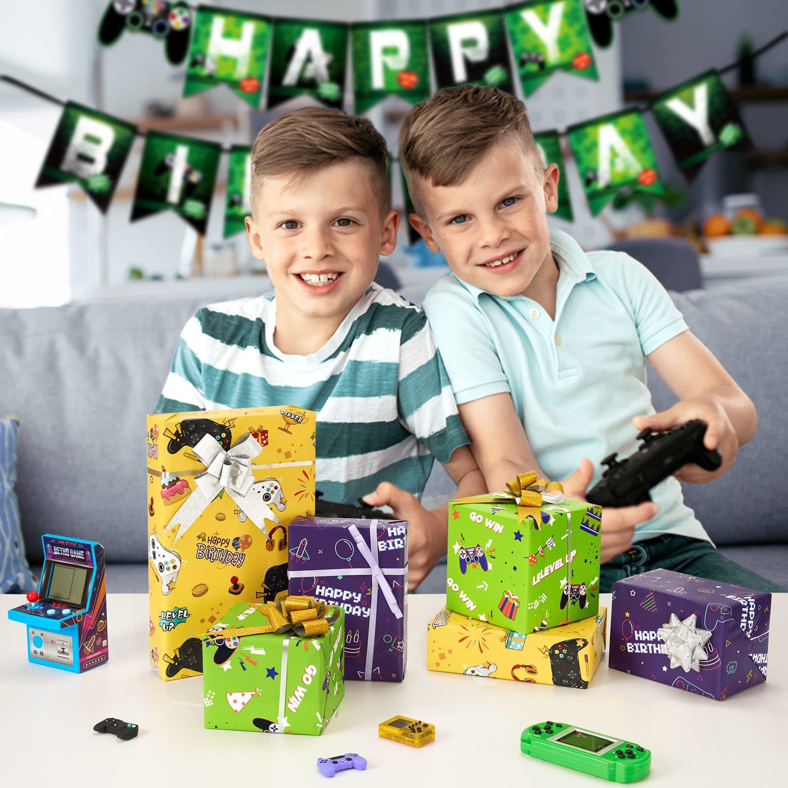 Snapklik.com : WERNNSAI Gaming Wrapping Paper Rolls - 3 Short Rolls 17 ...