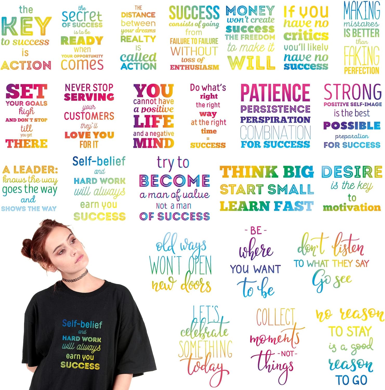 Amazon.com: 24 calcomanías termoadhesivas para ropa, parches positivos ...