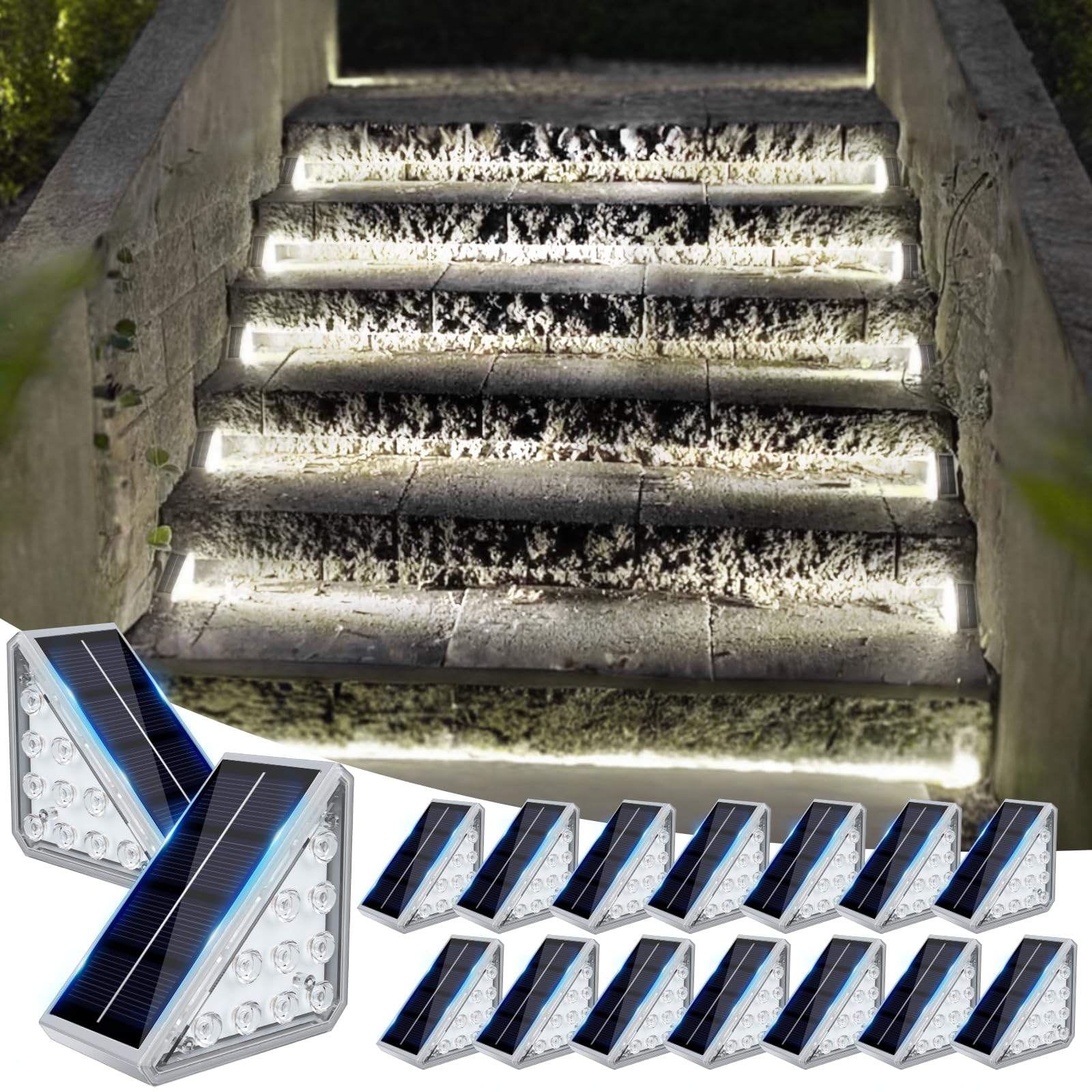 Snapklik.com : JOFIOS Solar Stair Lights For Outside,16pack Solar Step ...