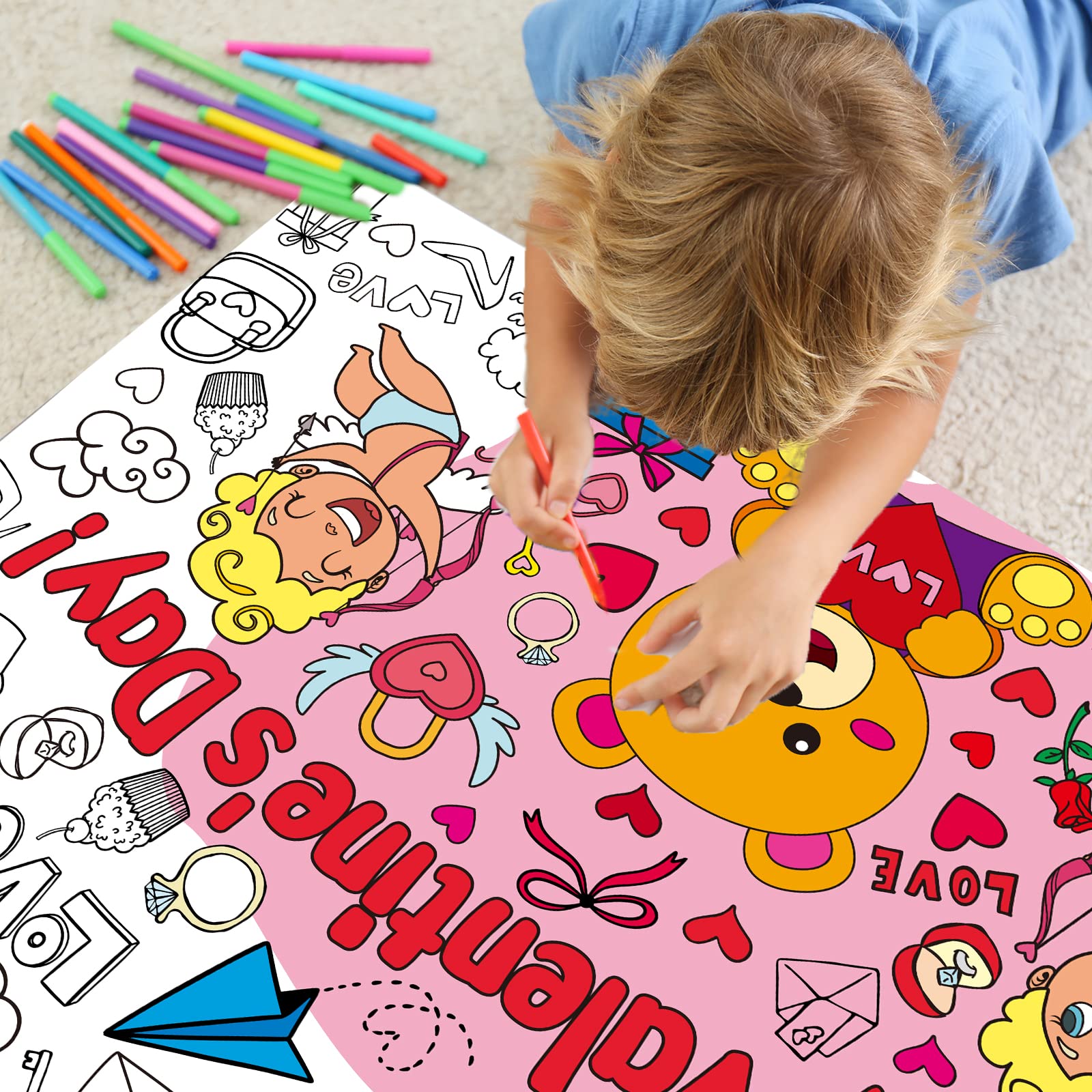 Snapklik.com : Valentines Day Coloring Poster For Kids Giant Coloring ...