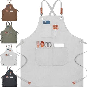 MODY RODY Durable Chef Apron with Pockets for Cooking in Kitchen, Cross ...