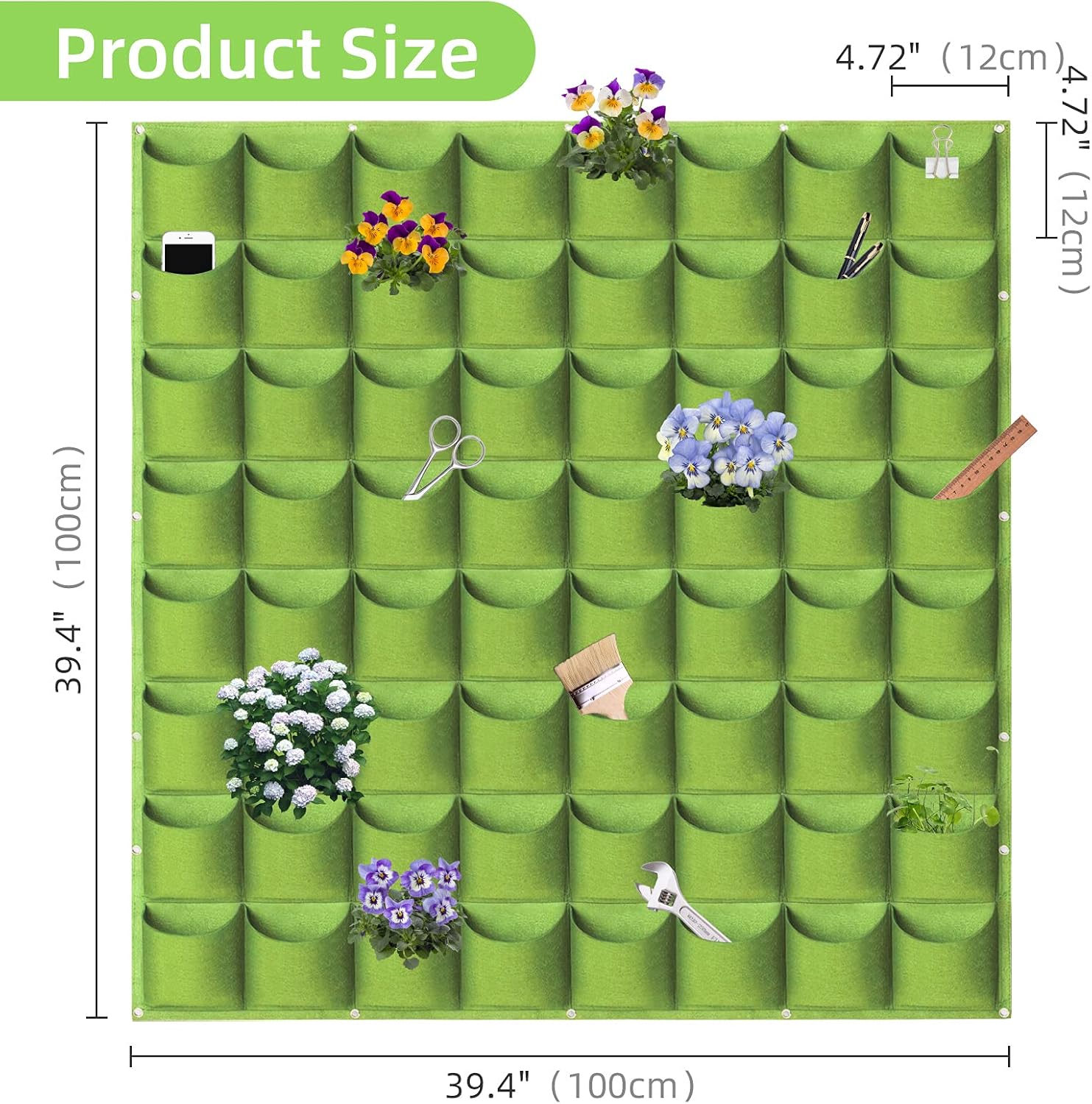 WHATWEARS Hanging Planter Bags, 64 Pockets Hanging Vertical Wall ...