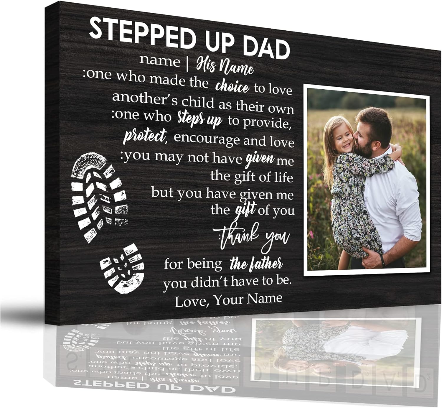 Amazon.com: Personalized Stepped Up Dad Canvas, Best Gift for Step Dad ...