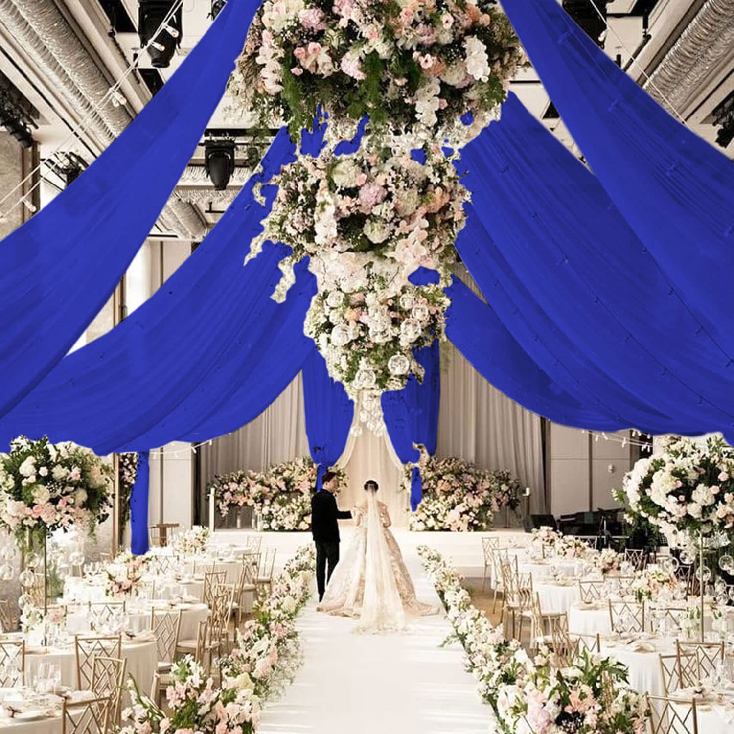 Amazon.com: ROMANKAS Blue Ceiling Drapes for Parties 5x10 Ft 6 Panels ...