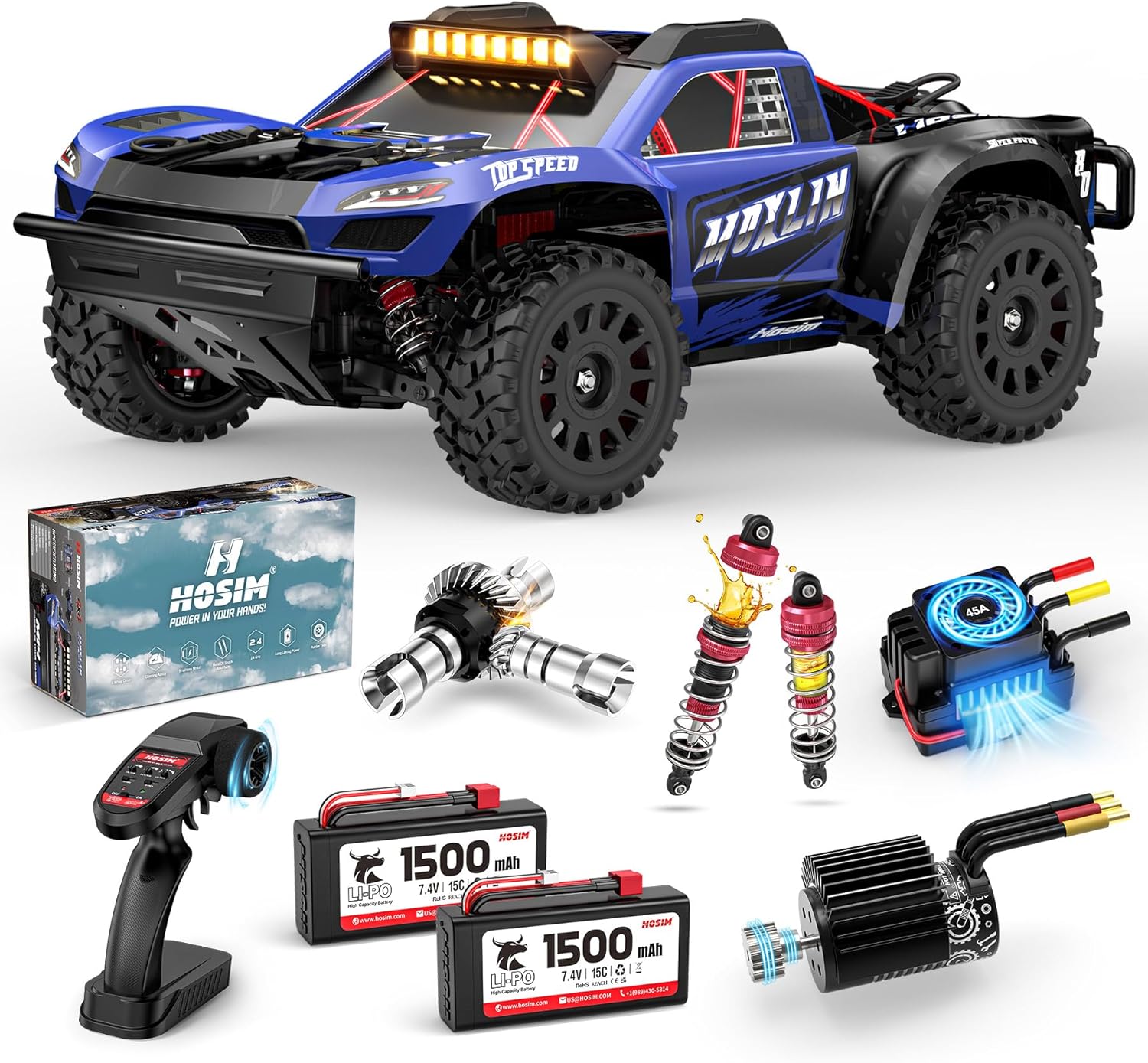 Amazon.com: Hosim 60KM/H Brushless RC Car for Adults & Kids, 1/14 Fast ...