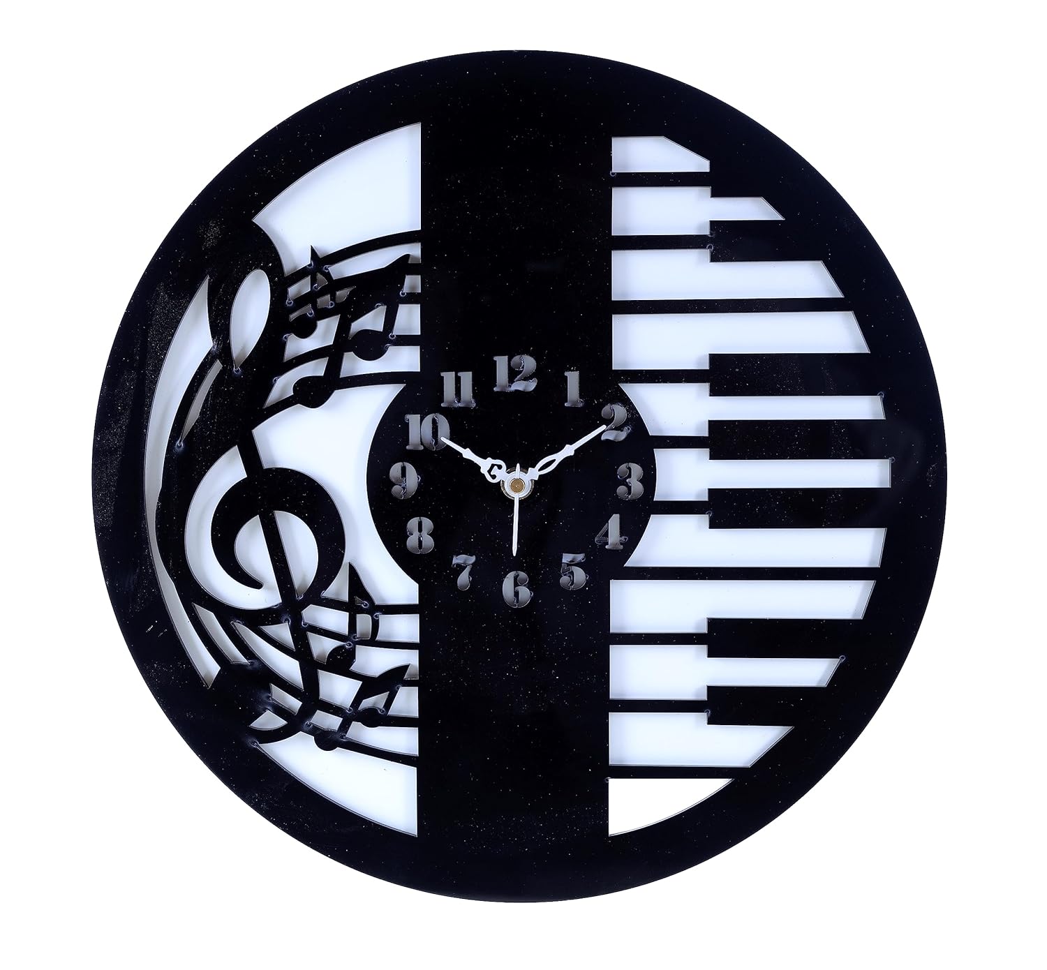 Buy IIE Music Wall Clocks with Musical Note and Piano Key Dial, Ticking ...