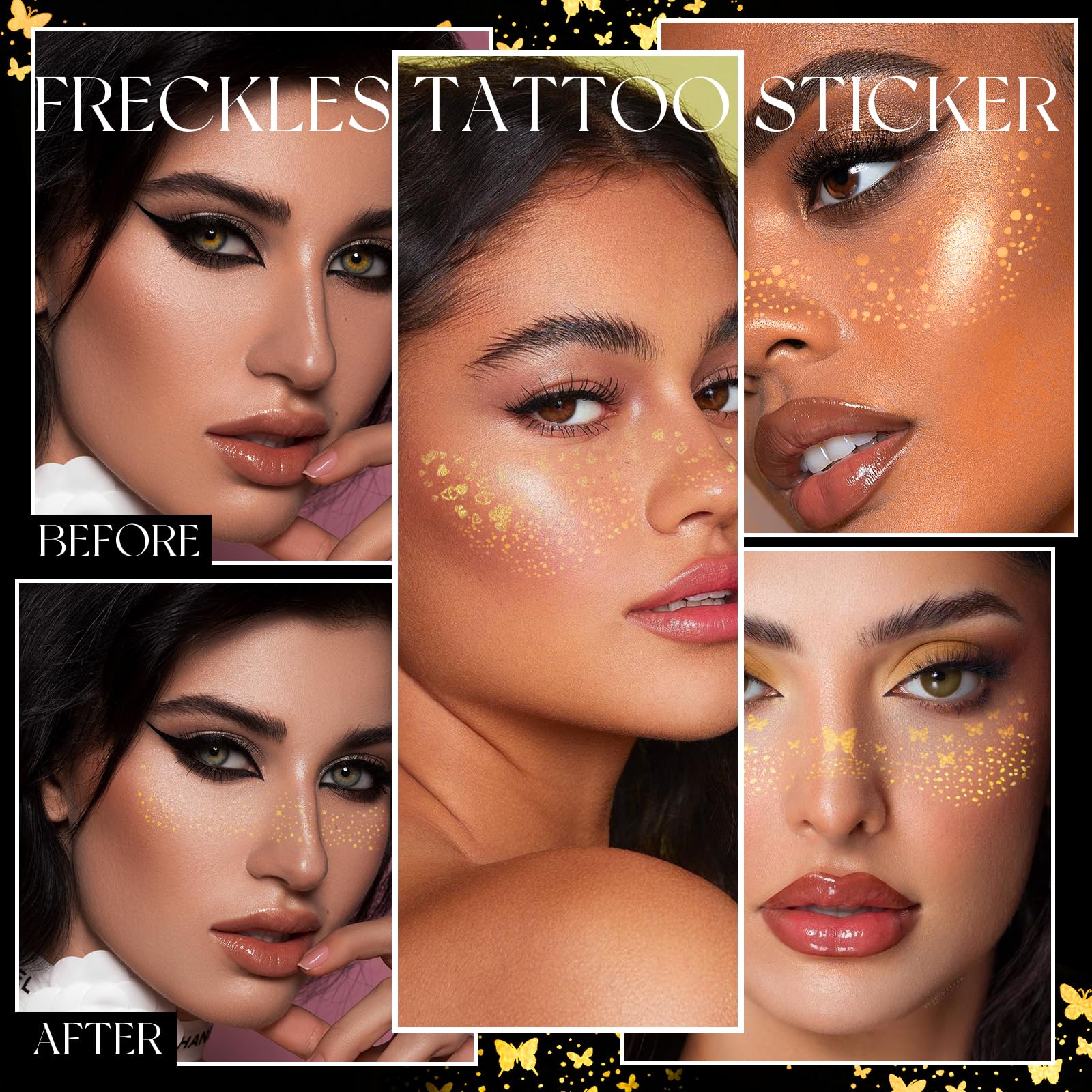 Snapklik.com : 10Pcs Glitter Freckles Tattoo Stickers, Face Temporary ...