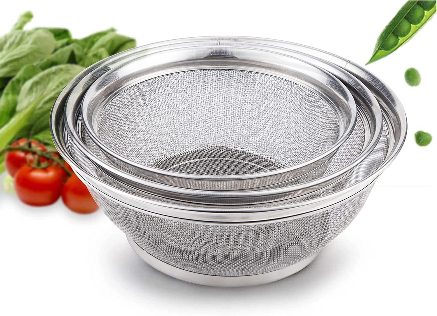 AOFUXTI Stainless Steel Collander Strainer – 3 Piece Micro-Perforated ...