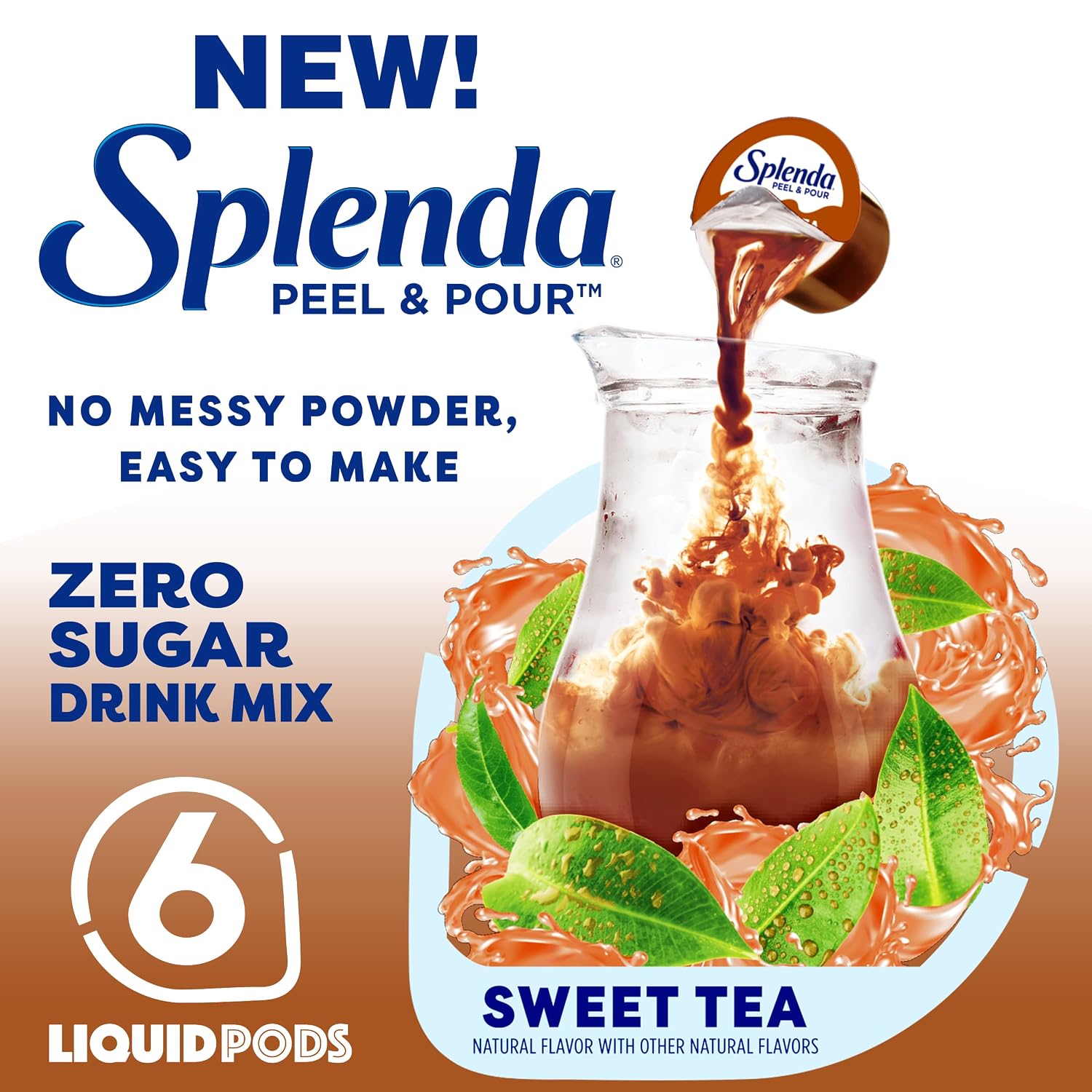 Splenda Peel and Pour Mezcla de bebida cero calorías, té dulce ...