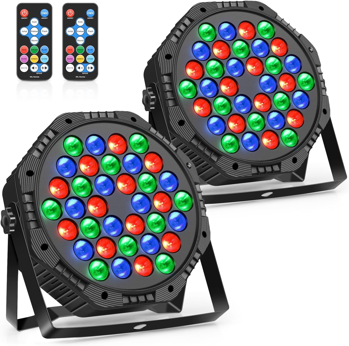 2PCS LED Par Light, RGB 36 LED 72W Stage Light Sound Activated DMX ...