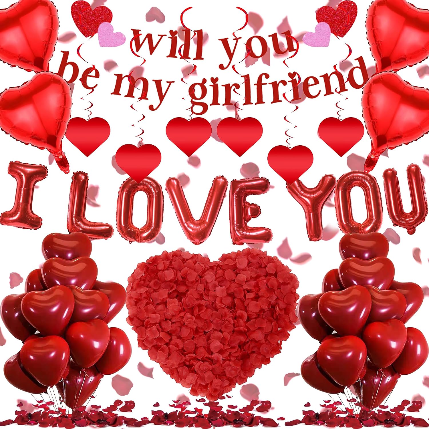 Will You Be My Girlfriend - 543 Stück Verlobung Deko Rot I Love You ...