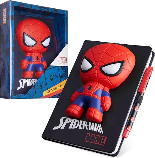 Amazon.com: Marvel Spiderman A5 Notebook and Pen Set, 3D Diary ...