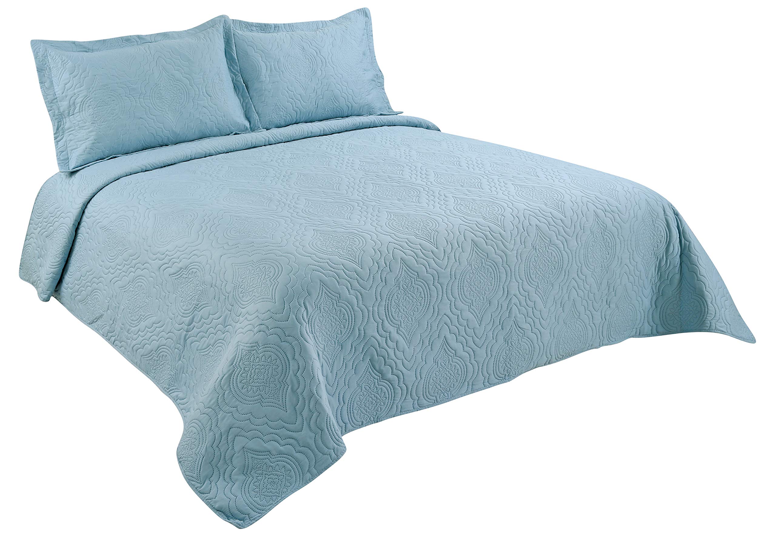 Marina Decoration Solid Embossed Pinsonic Coverlet Bedspread Bedding ...