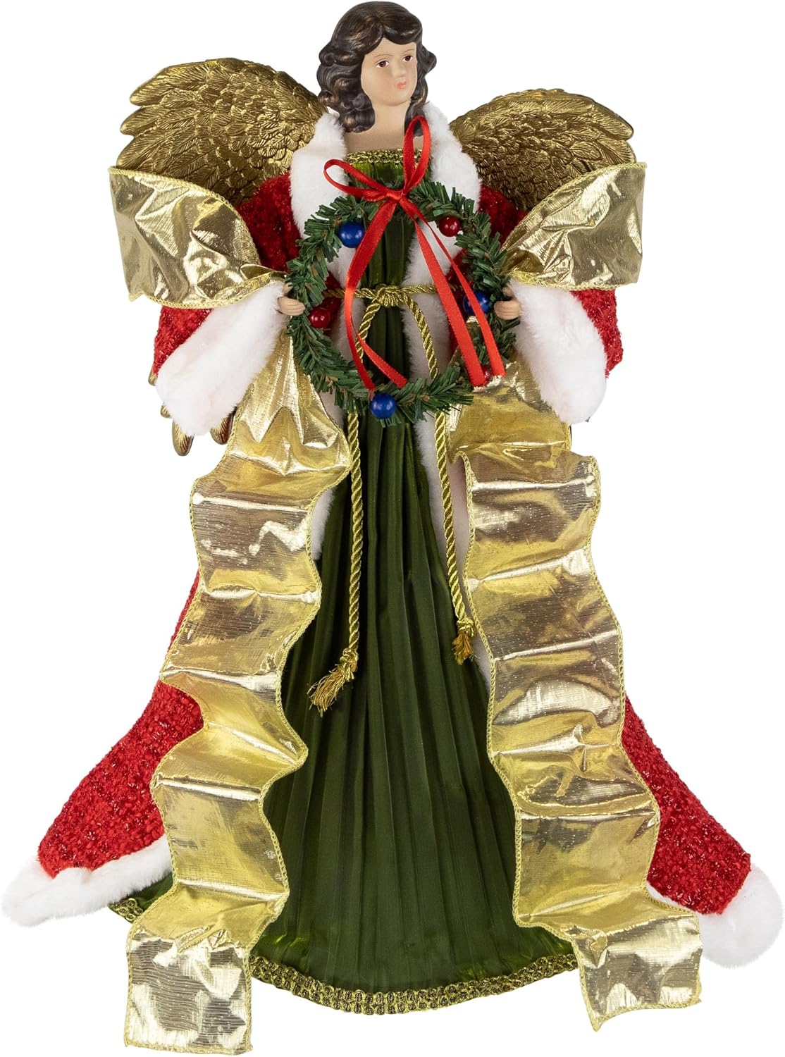 Amazon.com: 18" Red and Green Angel with Wreath Christmas Tree Topper ...