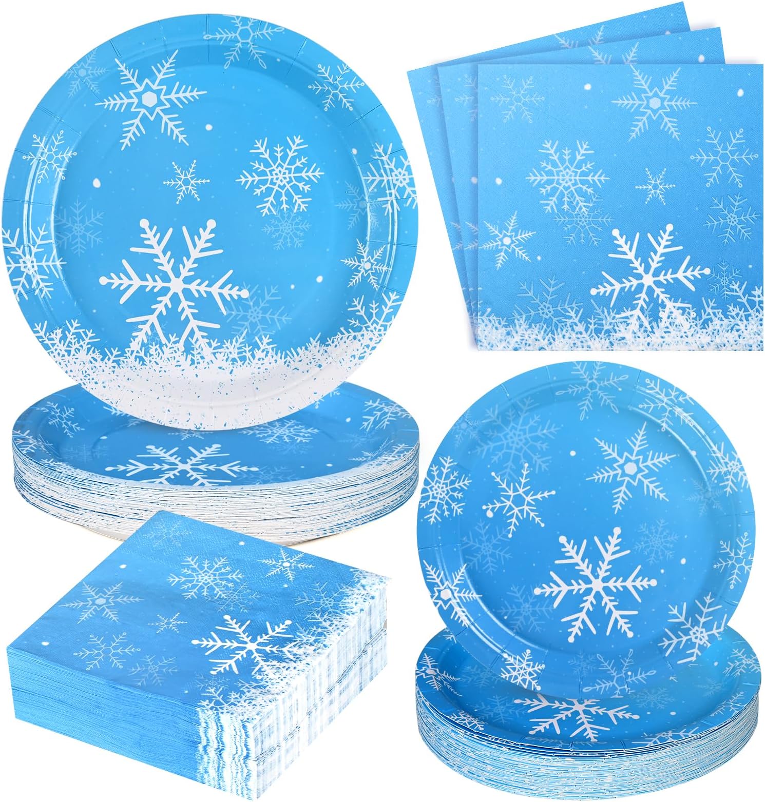 Amazon.com: Winter Snowflake Birthday Party Supplies 96 PCS Christmas ...
