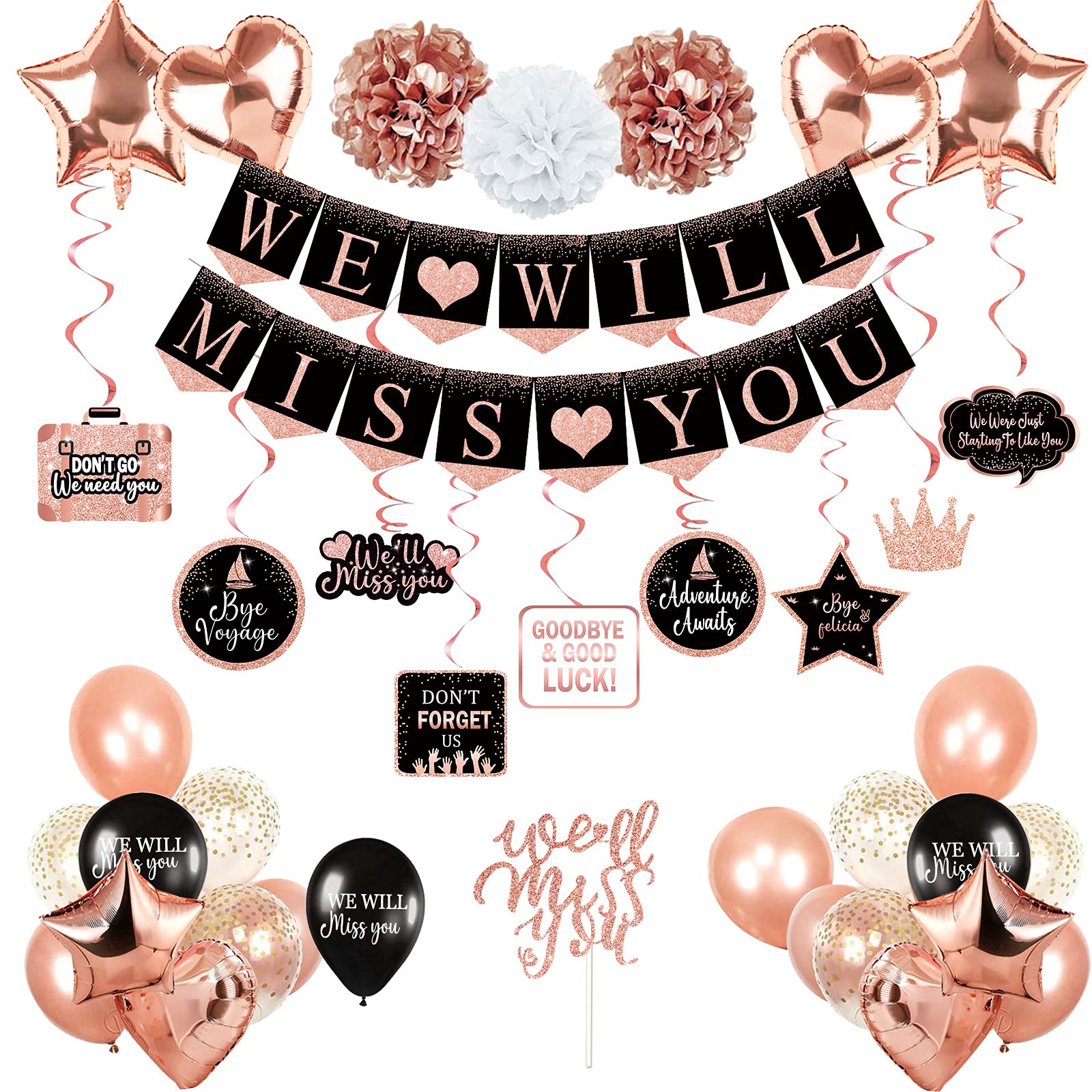Buy Rose Gold Farewell Party Decorations Supplies Kit We Will Miss You Decorations Going Away buy-rose-gold-farewell-party-decorations-supplies-kit-we-will-miss-you-decorations-going-away
