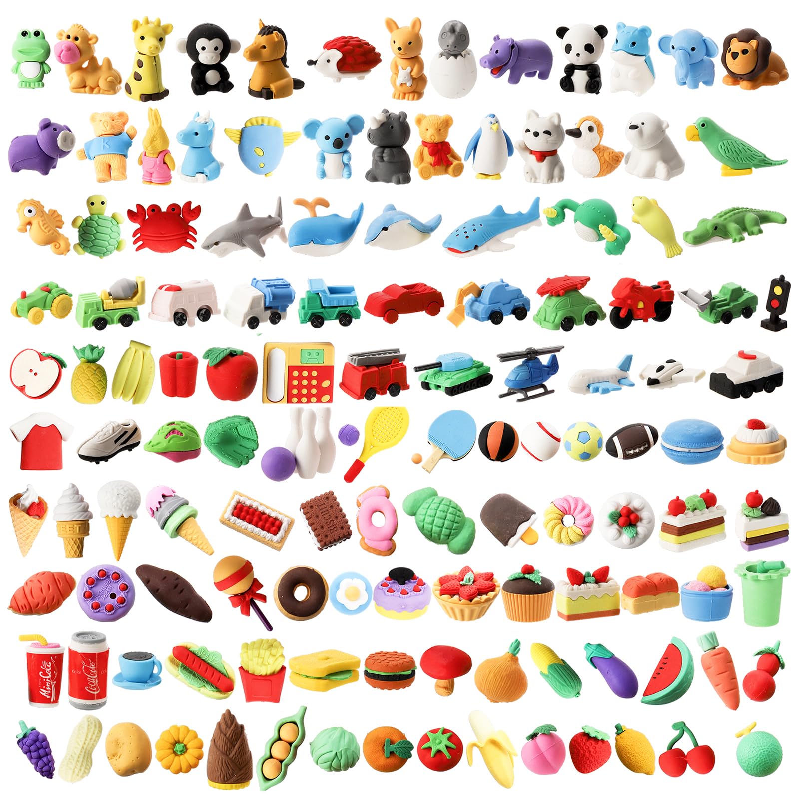 Amazon.com: Nicunom 125 Pcs Animal Erasers for Kids, Desk Pets Mini ...