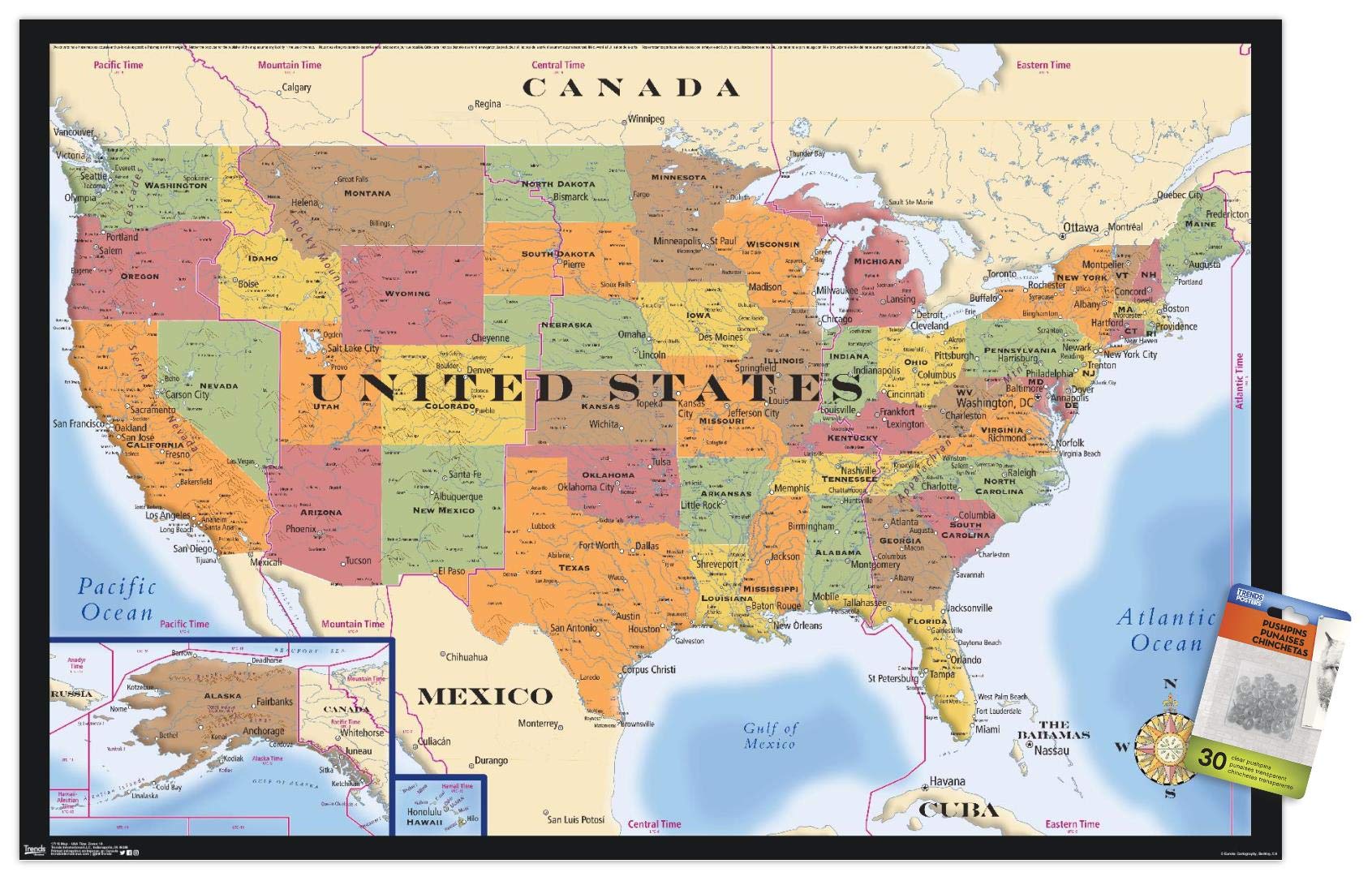 Buy USA Time Zones Wall With Push Pins Online At DesertcartINDIA