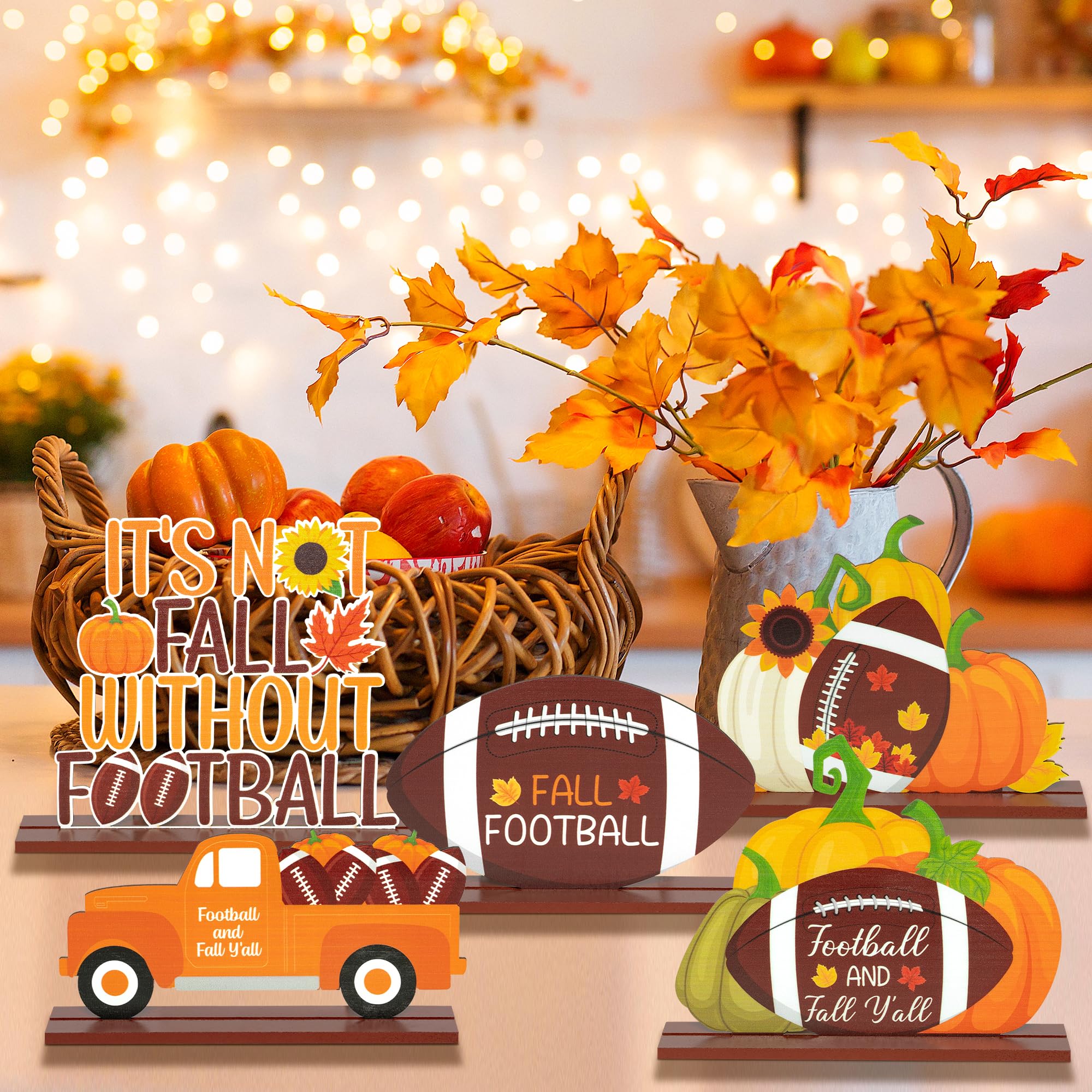 Snapklik.com : Fall Autumn Football Wooden Centerpiece - 5 Pcs Fall ...