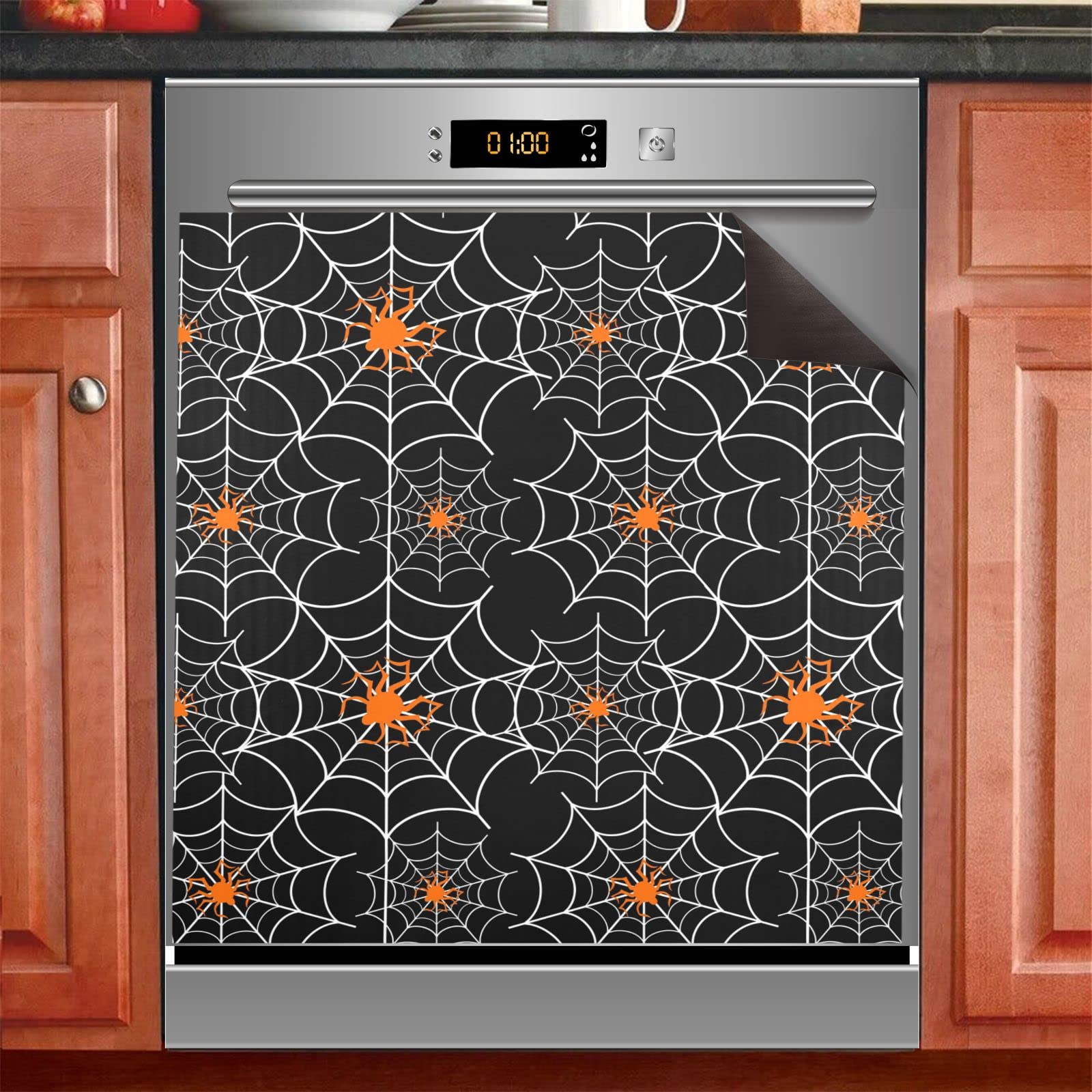 Amazon.com: Dishwasher Cover Panel, Funny Spider Web Halloween ...