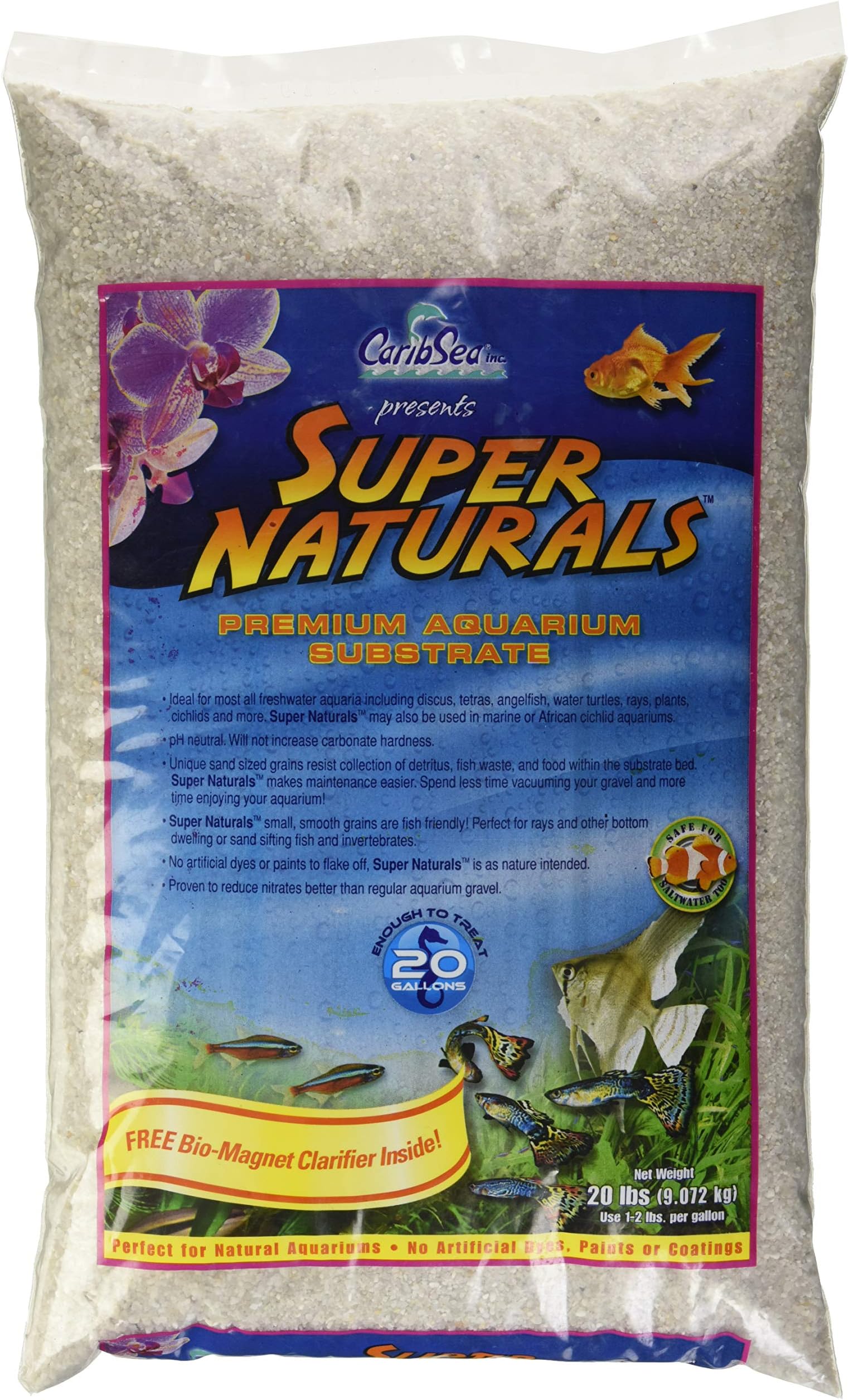 CaribSea Aquatics 8479008237 Super Naturals Aquarium Sand, 20-Pound ...