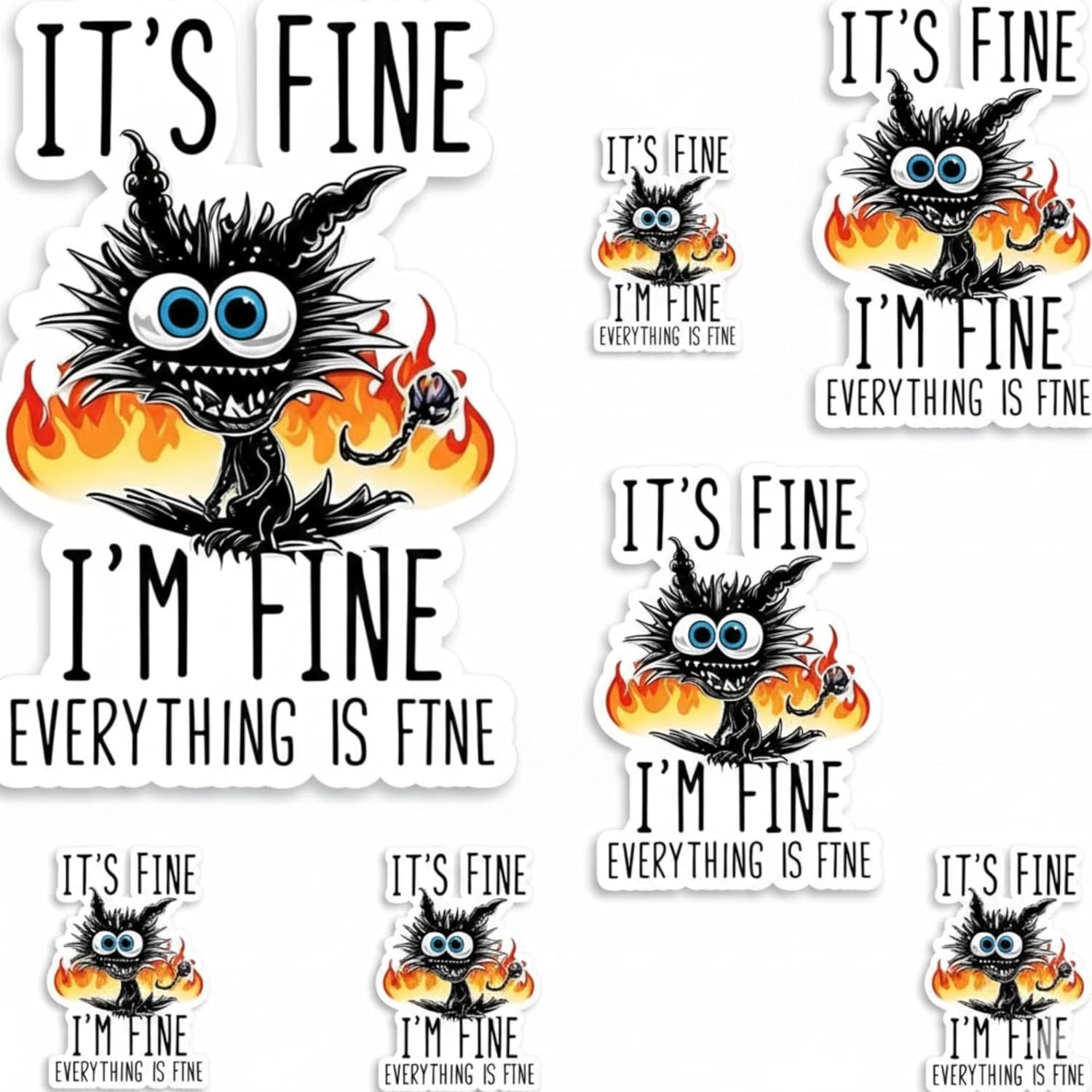 Amazon.com: It's Fine I'm Fine Everything is Fine Stickers - 7 Pack ...