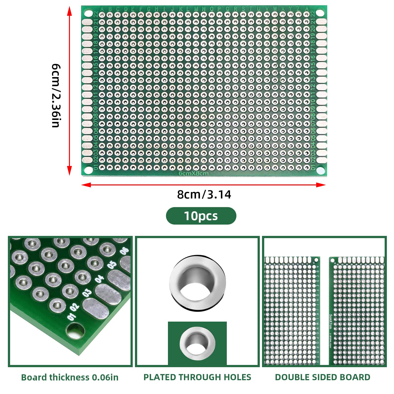 FR4 Soldering Practice Board Eagles 10-Pack Double Sided PCB Boards ...