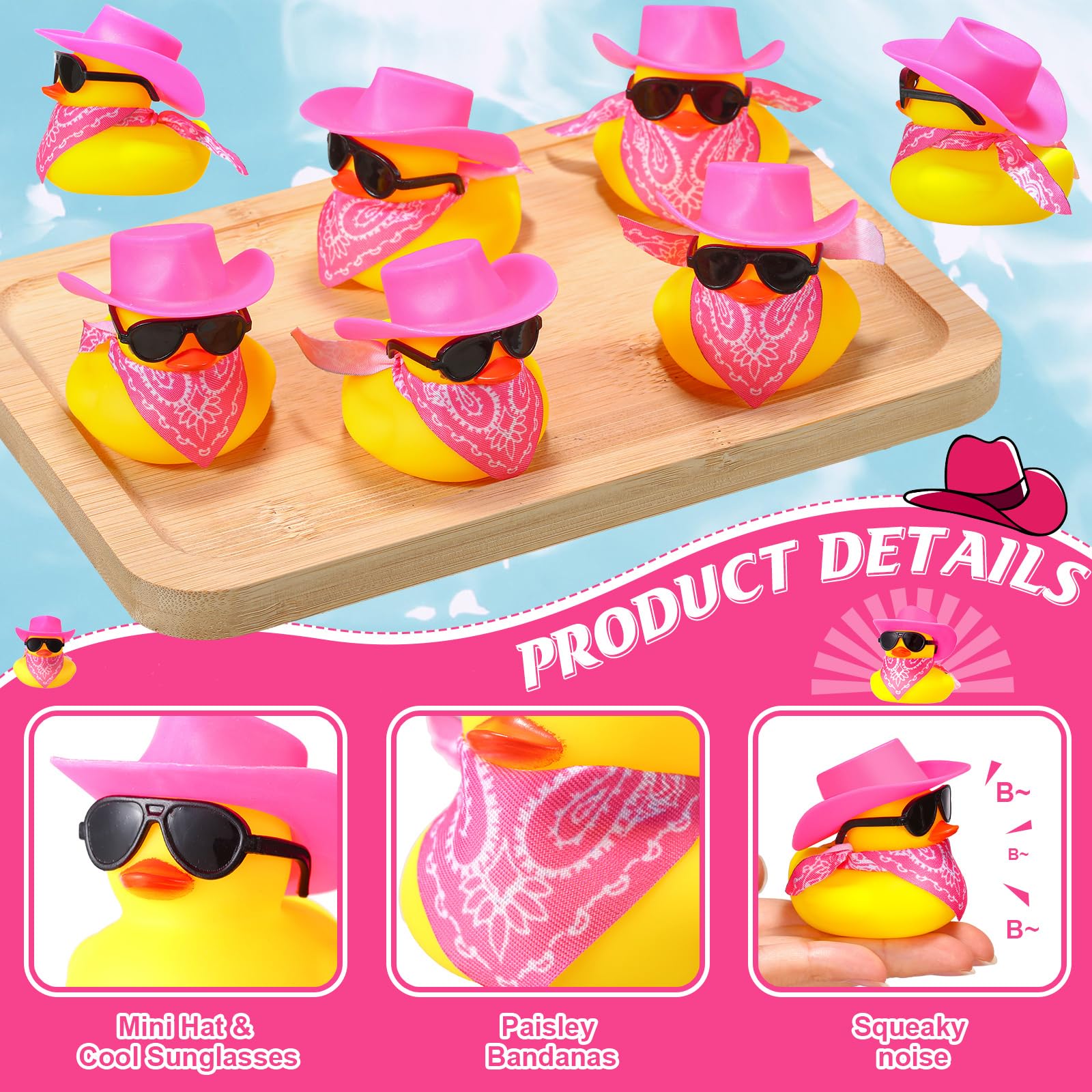 Snapklik.com : 36 Set Cowboy Rubber Duck Mini Yellow Duckies Bath Party Toy Tiny Ducks Bathtub Toy