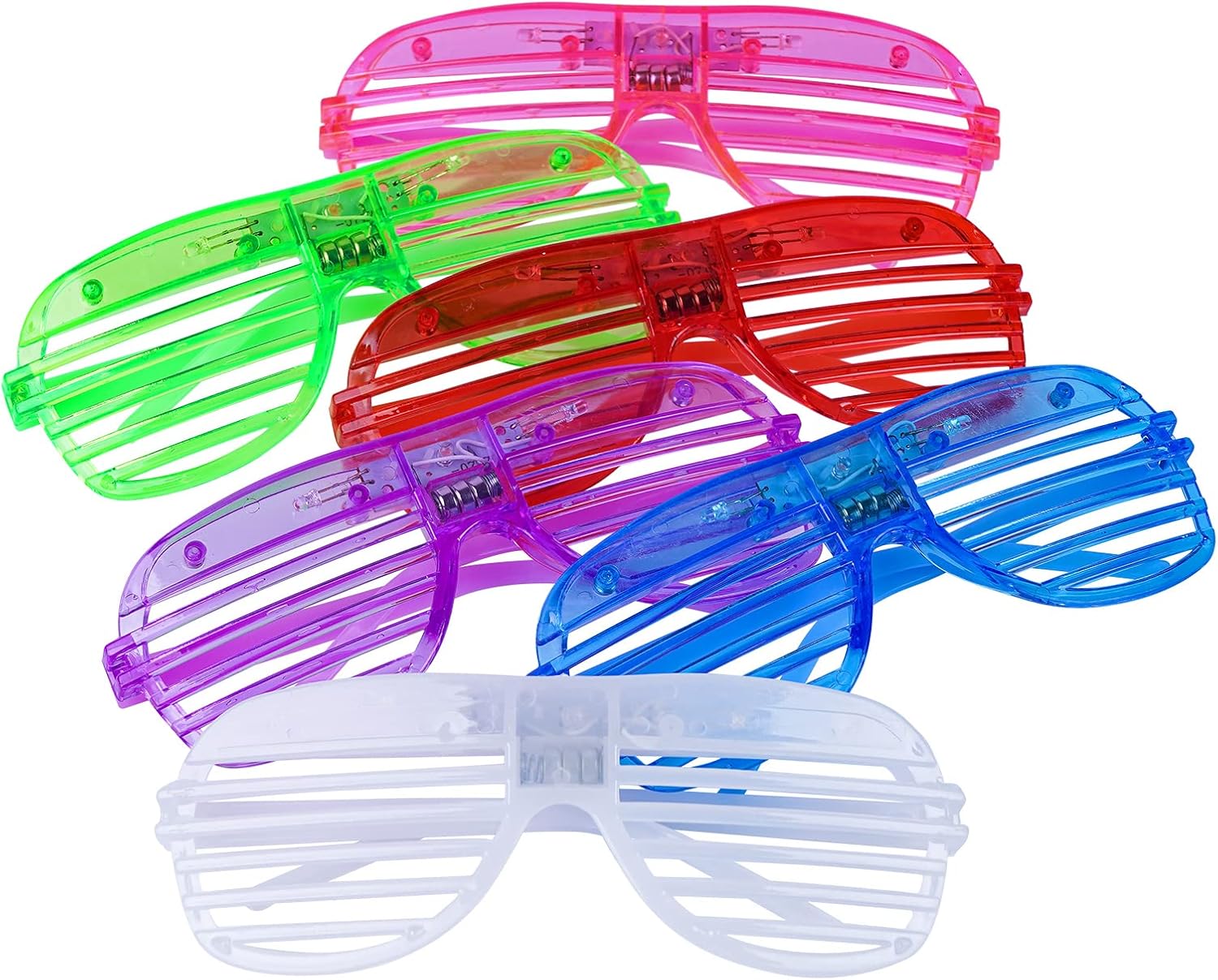 Amazon.com: 12 pieces Flashing LED Light up Slotted Shutter Sunglasses ...