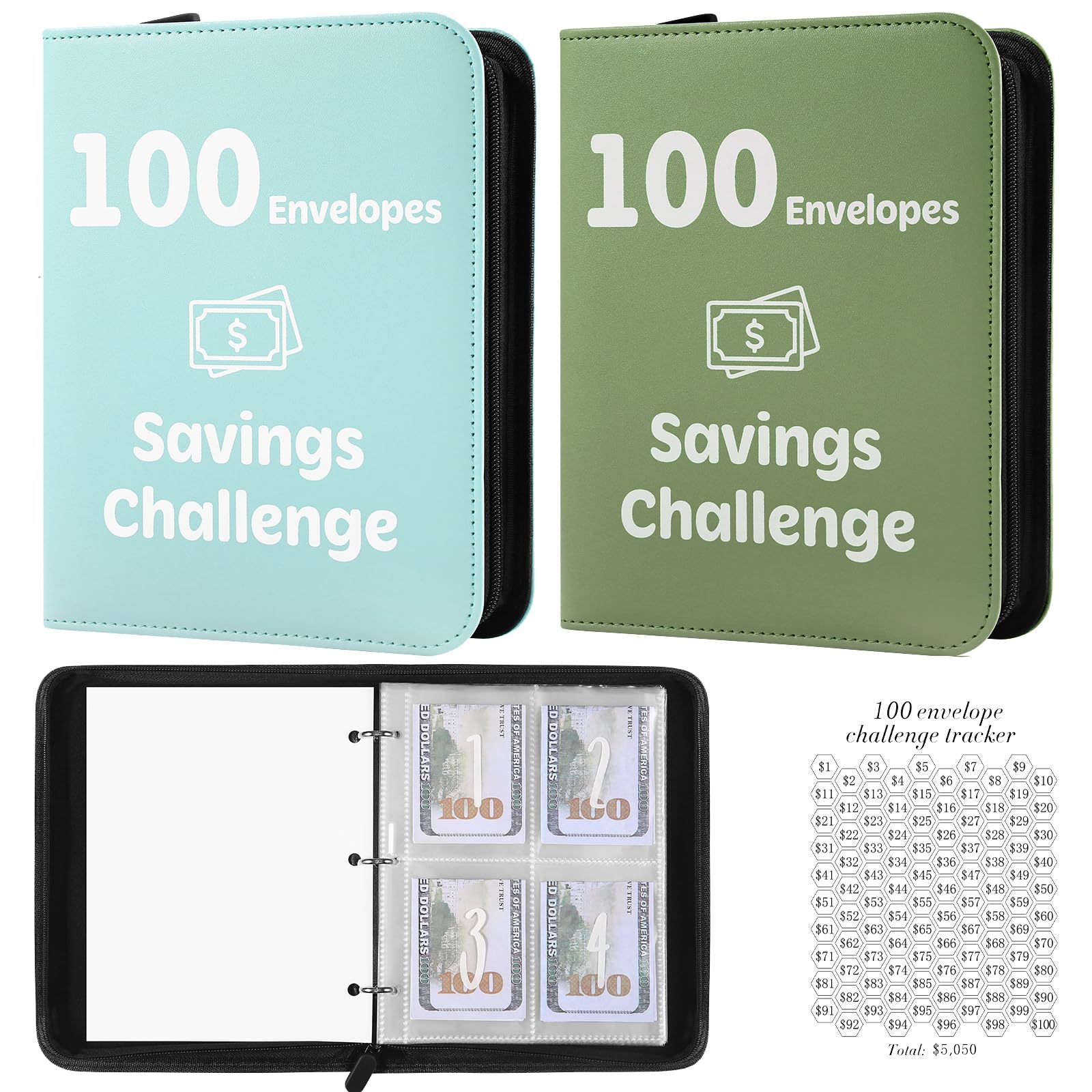 Snapklik.com : Pemocyny 100 Envelopes Money Saving Challenge Binder