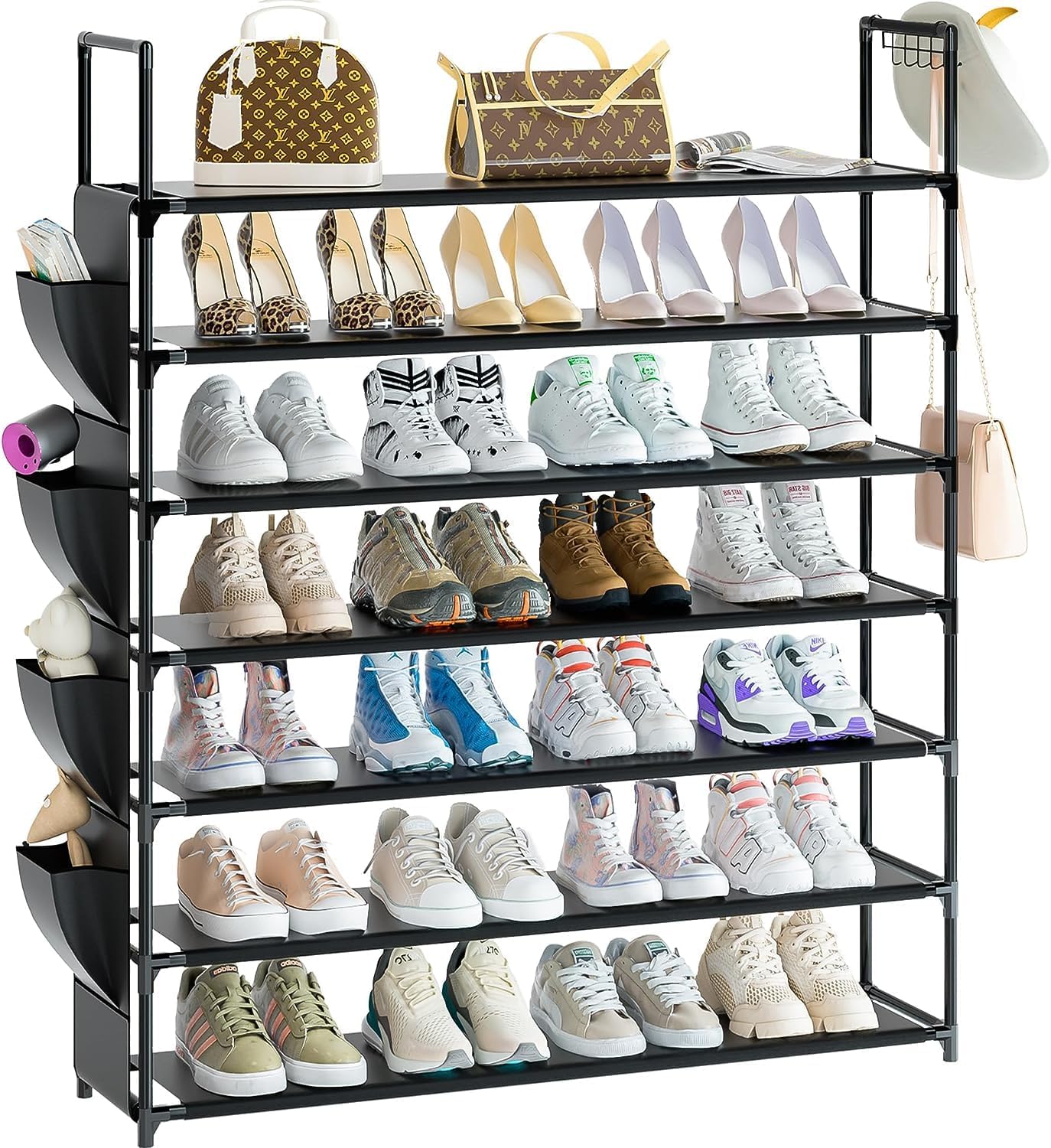 Amazon.com: OYREL Large Capacity 7 Tier Shoe Rack, Black, 33.3in Wide x ...
