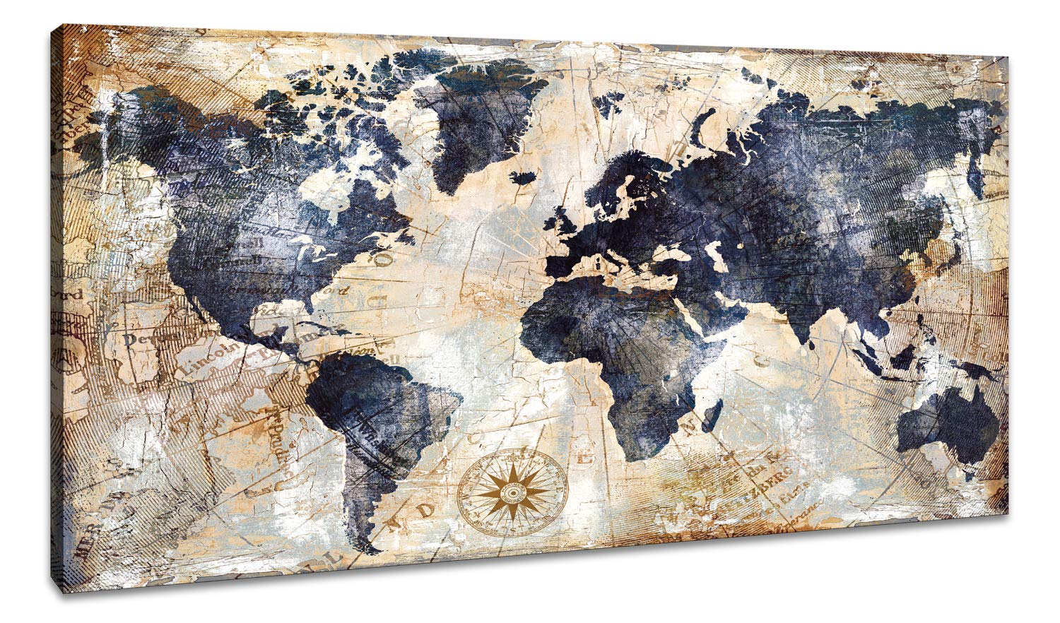 Vintage World Map Wall Art for Office World Map Poster Canvas Prints ...