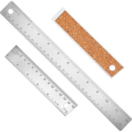 Breman Precision Metal Ruler 12 Inch - Stainless Steel Cork Back Metal ...