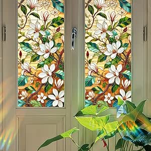 Amazon.com: BlissYard Flora Window Privacy Film Seasonal Flower Window ...