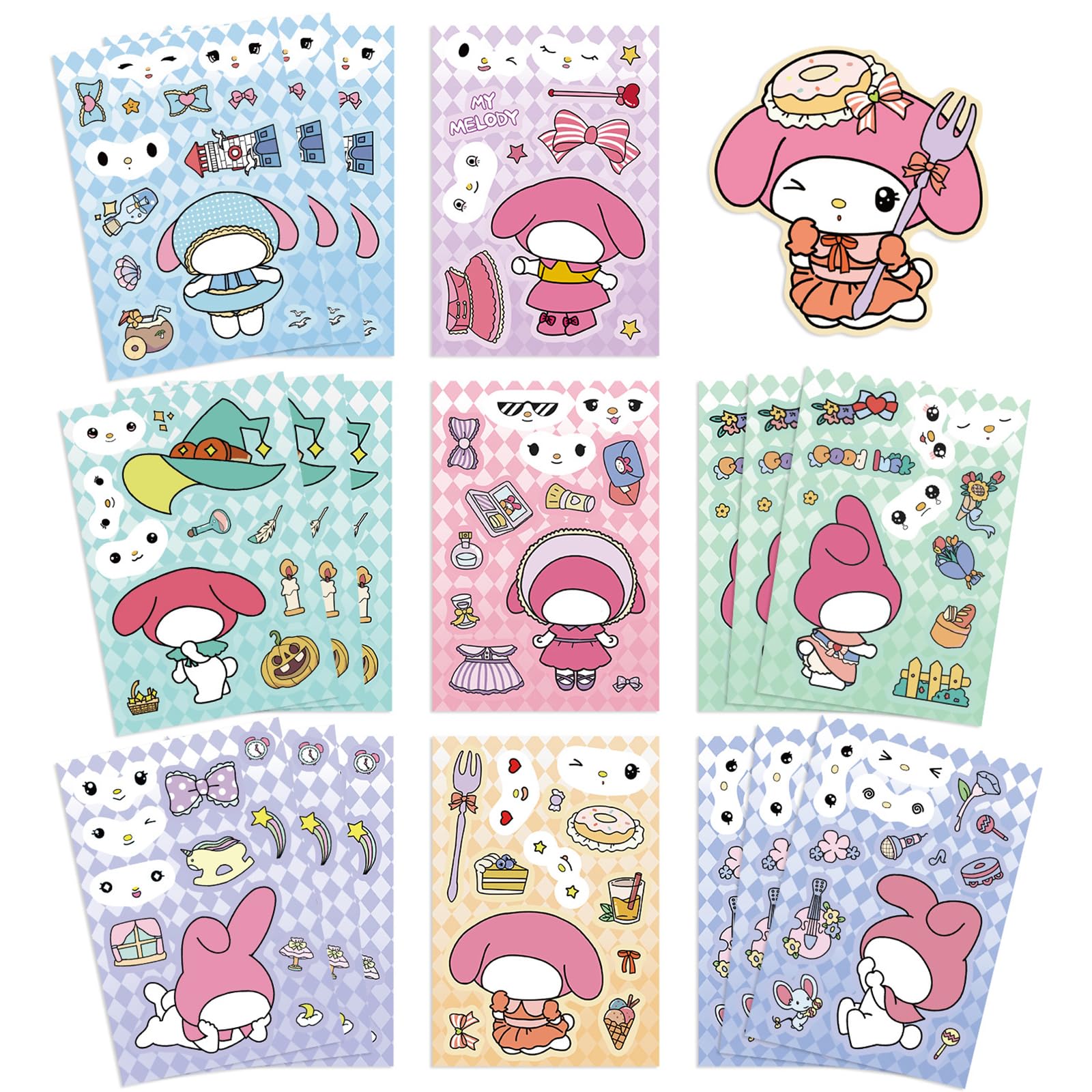 Snapklik.com : 24Sheets My Melody Make Your Own Stickers Make A Face ...