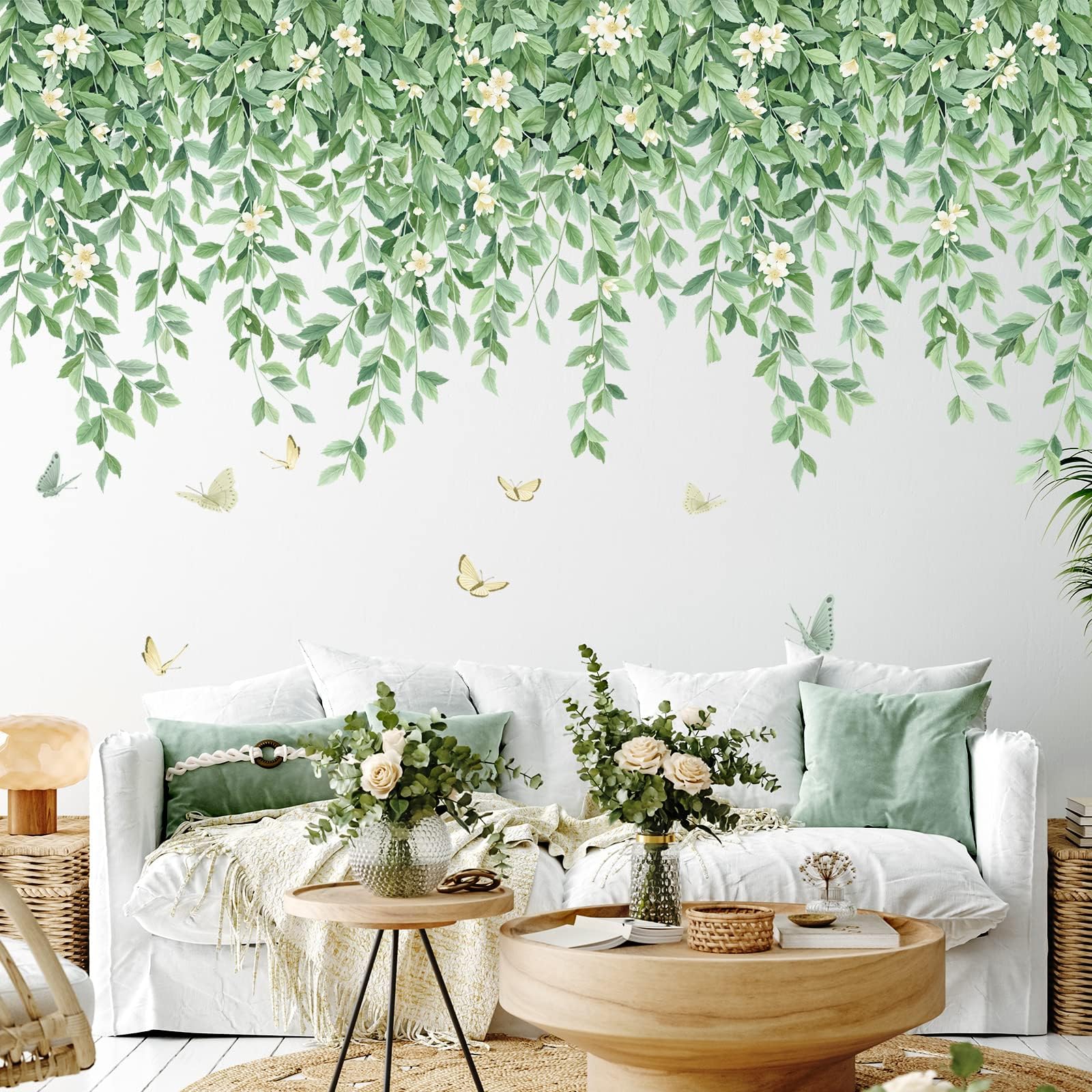 Amazon.com: Green Leaf Wall Decals Hanging Vine Wall Sticker Plant ...