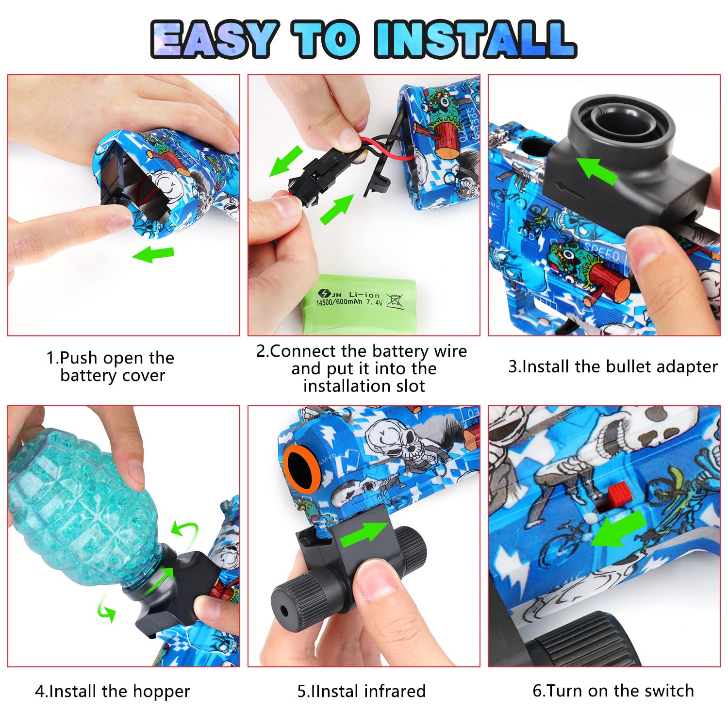 Buy Electric with Gel Ball Blaster - JFIEEI Gel Blaster Gun with 10,000 ...