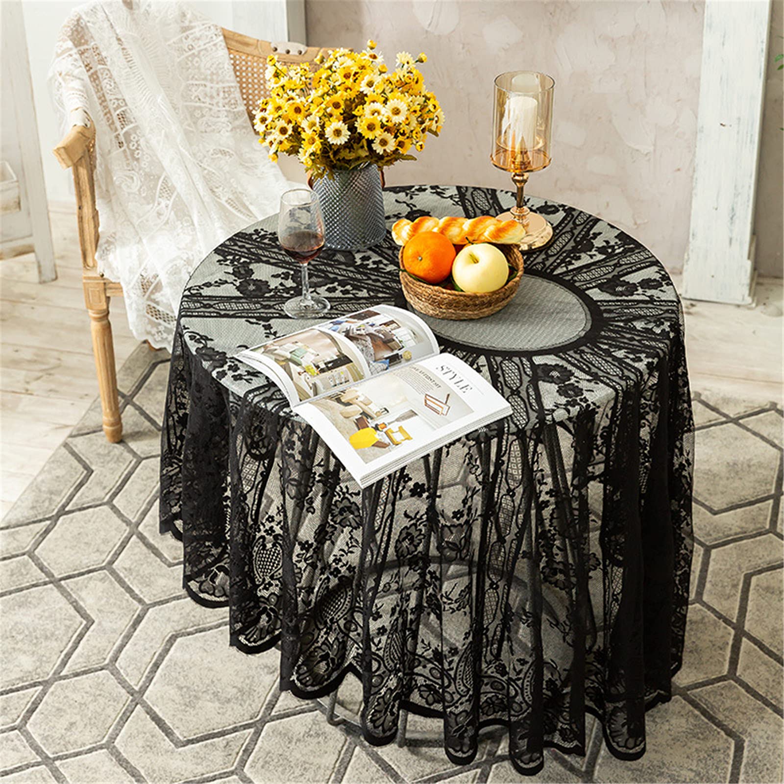 Black Lace Table Cloths For Weddings Elegant Lace Table Runner: Black