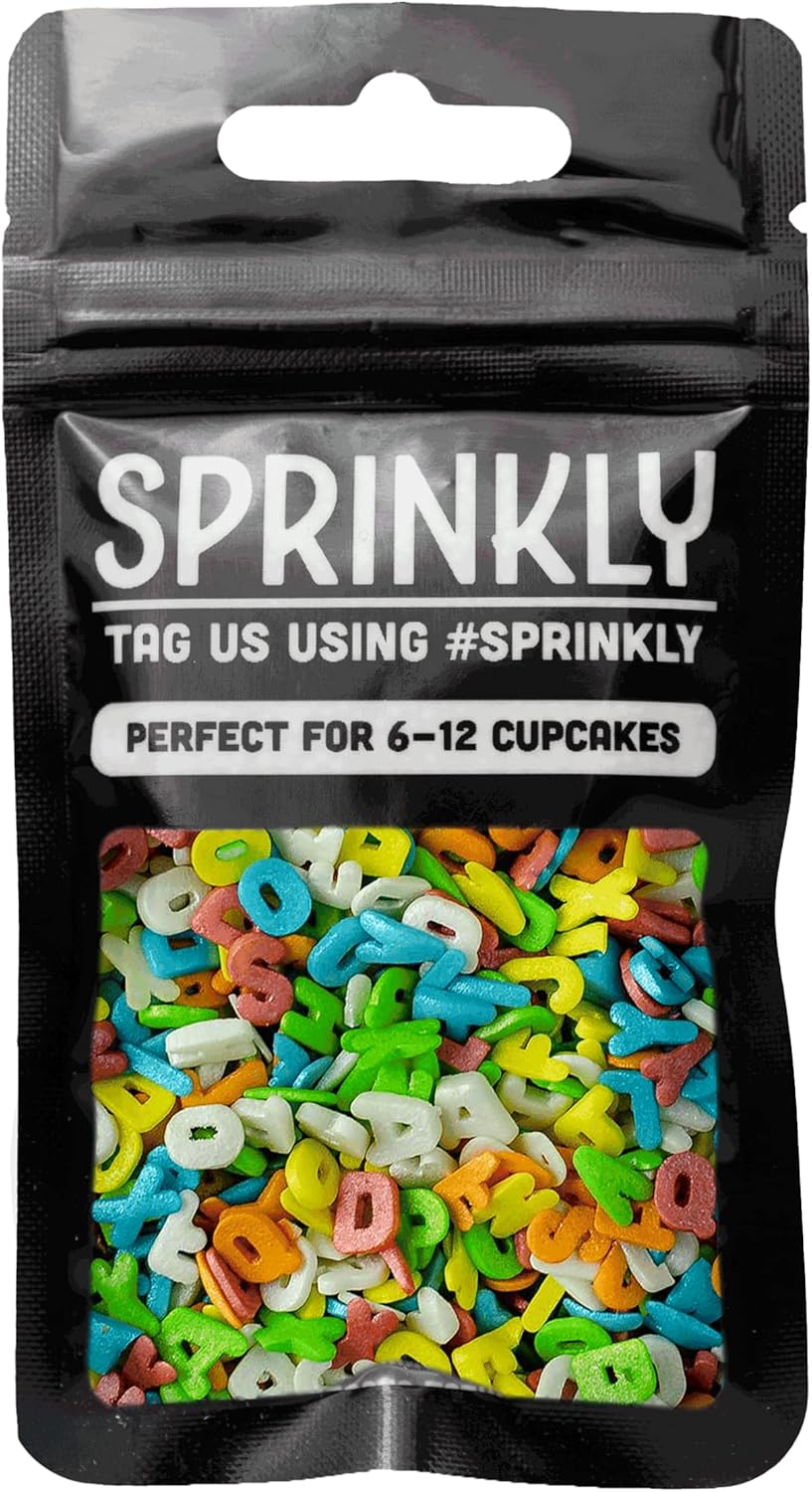 Glimmer Sugar Alphabet Letters Cake & Cupcake Sprinkles 25g - Cupcake ...
