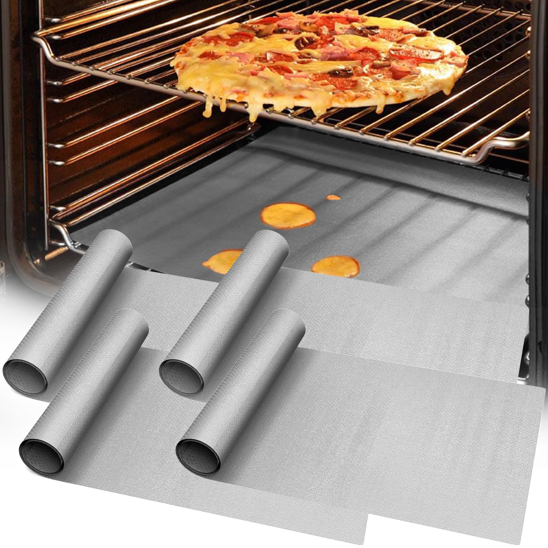 Amazon.com: UBeesize 4 Pack Thickened Silver Oven Liners for Bottom of ...