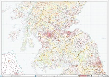 Amazon | XYZ Postcode District Map - 05: South Scotland - Wall Map ...