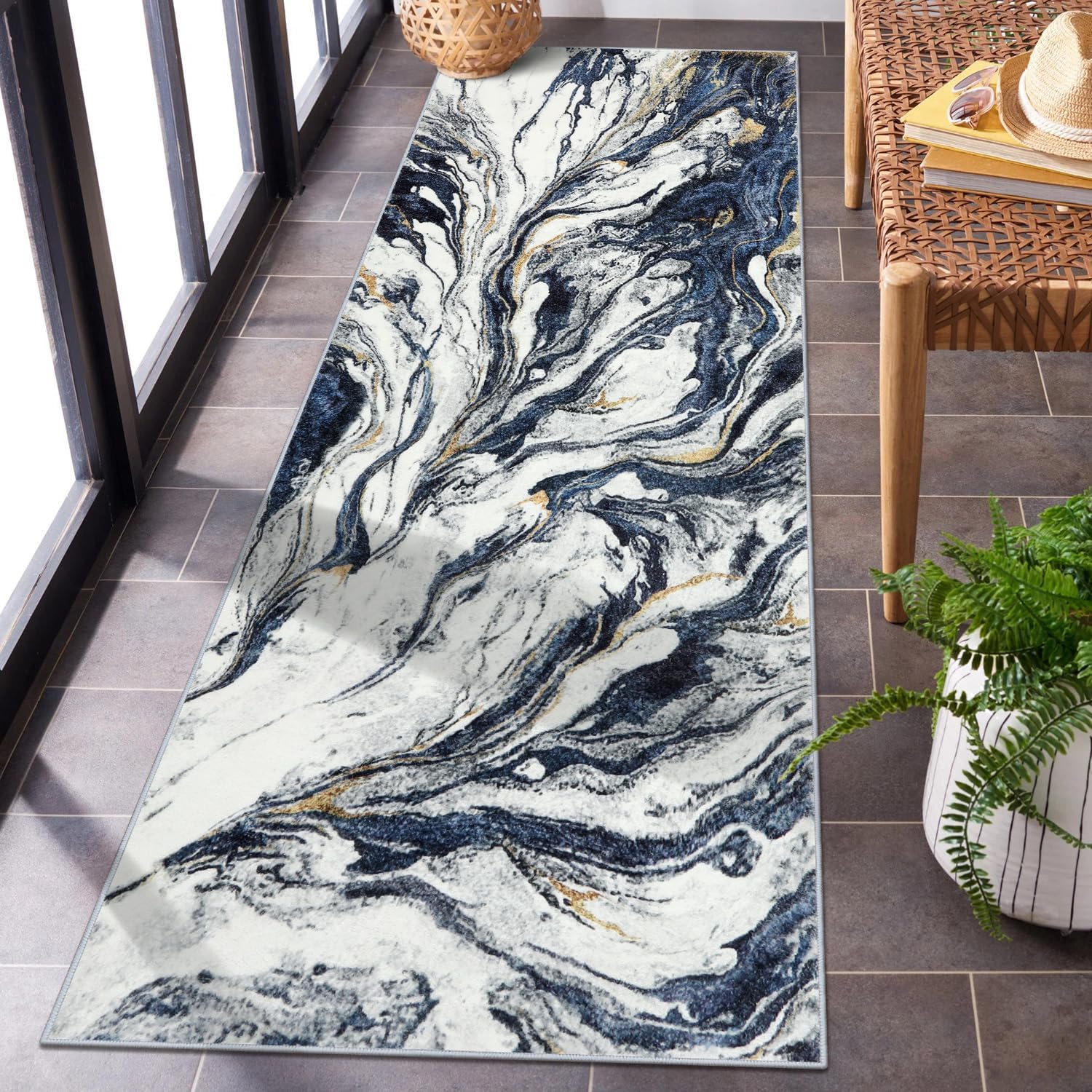 Amazon.com: Uphome Modern Hallway Rug Runner, 2x6 Marble Washable ...