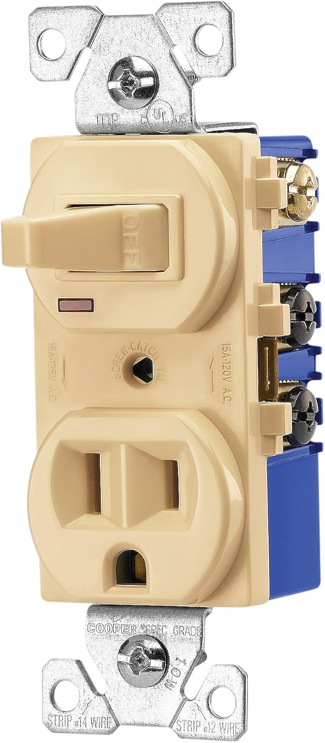 Cooper Wiring Devices 274V-SP-L Single Pole 3-Way Toggle Combination ...