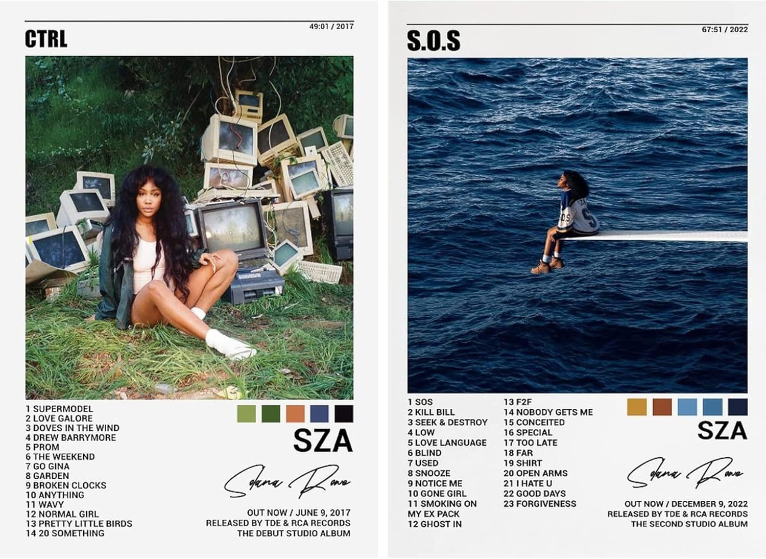 Amazon.com: A Set Of 2 SZA Posters Ctrl SOS Poster Unframe: 12x18inch(30x45cm)