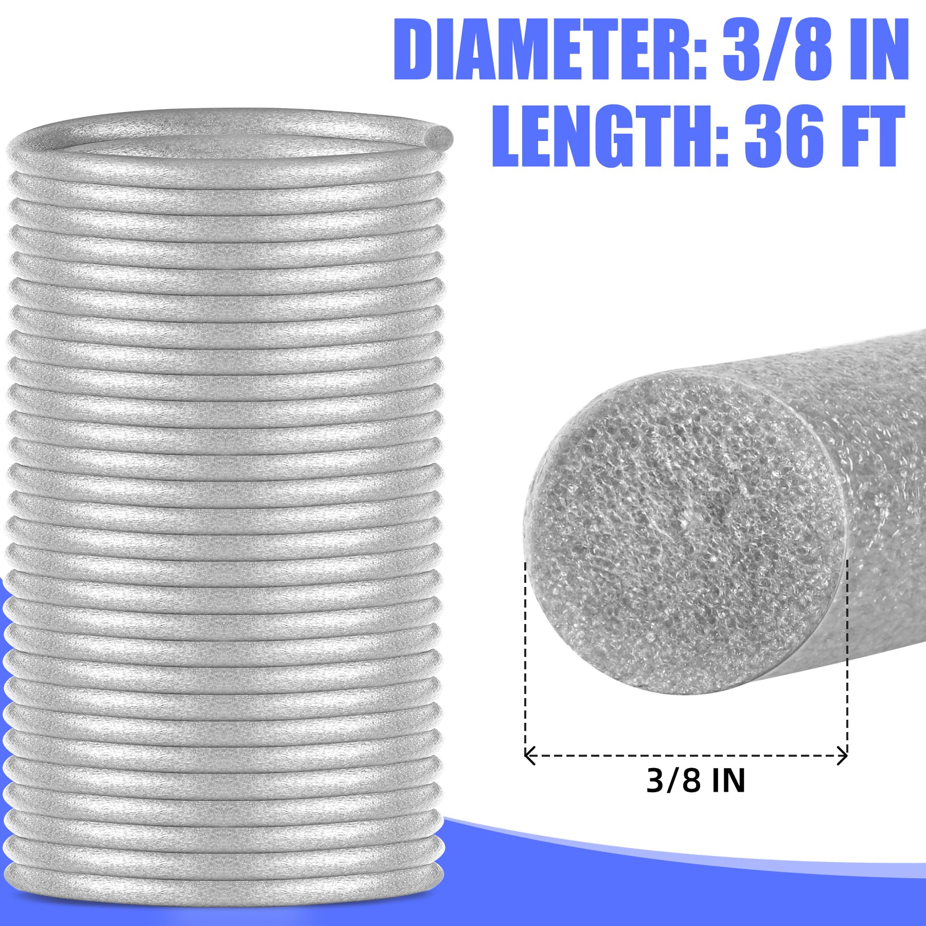 Snapklik.com : 3/8" Diameter X 36 Length Backer Rod Caulk Saver Foam ...