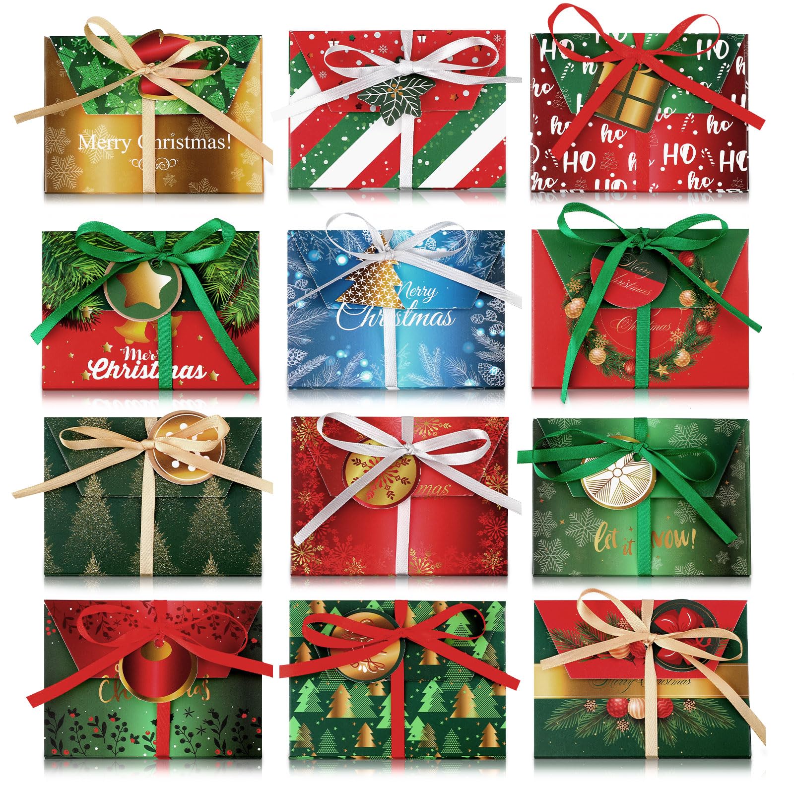 Amazon.com: Yeaqee 60 Sets Christmas Gift Card Box Cardboard Holiday ...