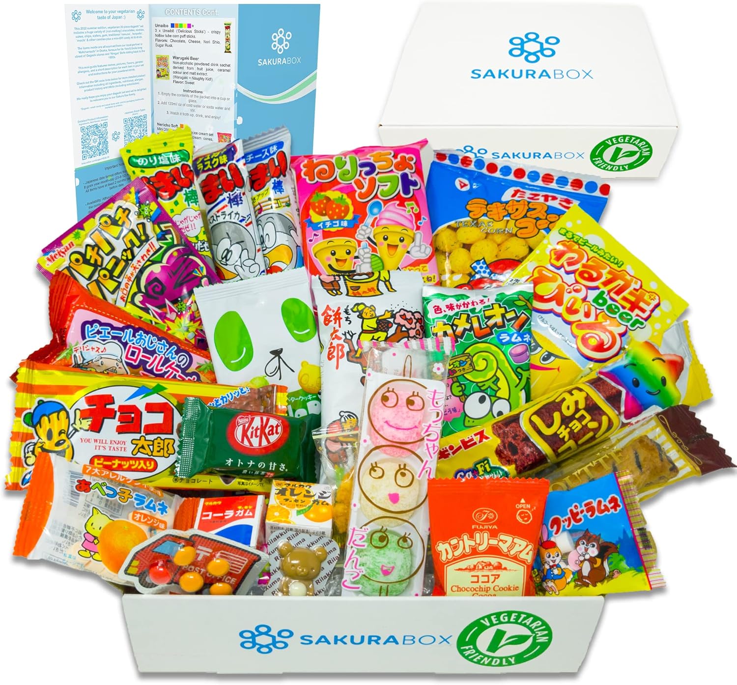 Sakura Box Japanese Vegetarian Snacks & Candy 30 Piece Dagashi Set ...