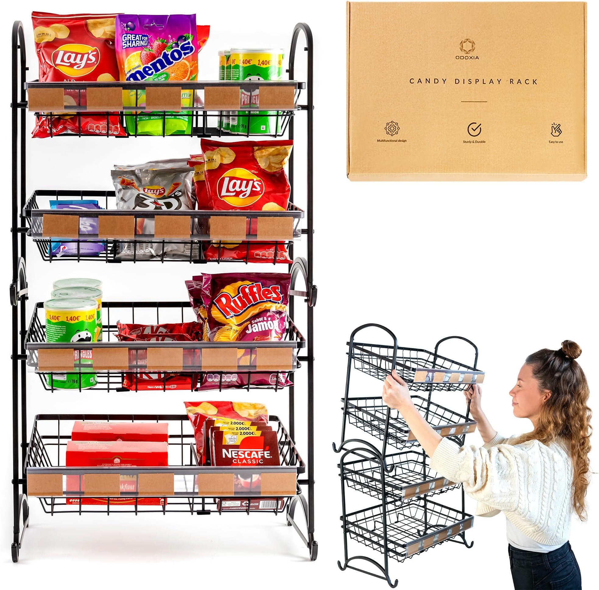 Amazon.com: lesolar Retail Store Candy Chip Display Shelves Rack, 4 ...