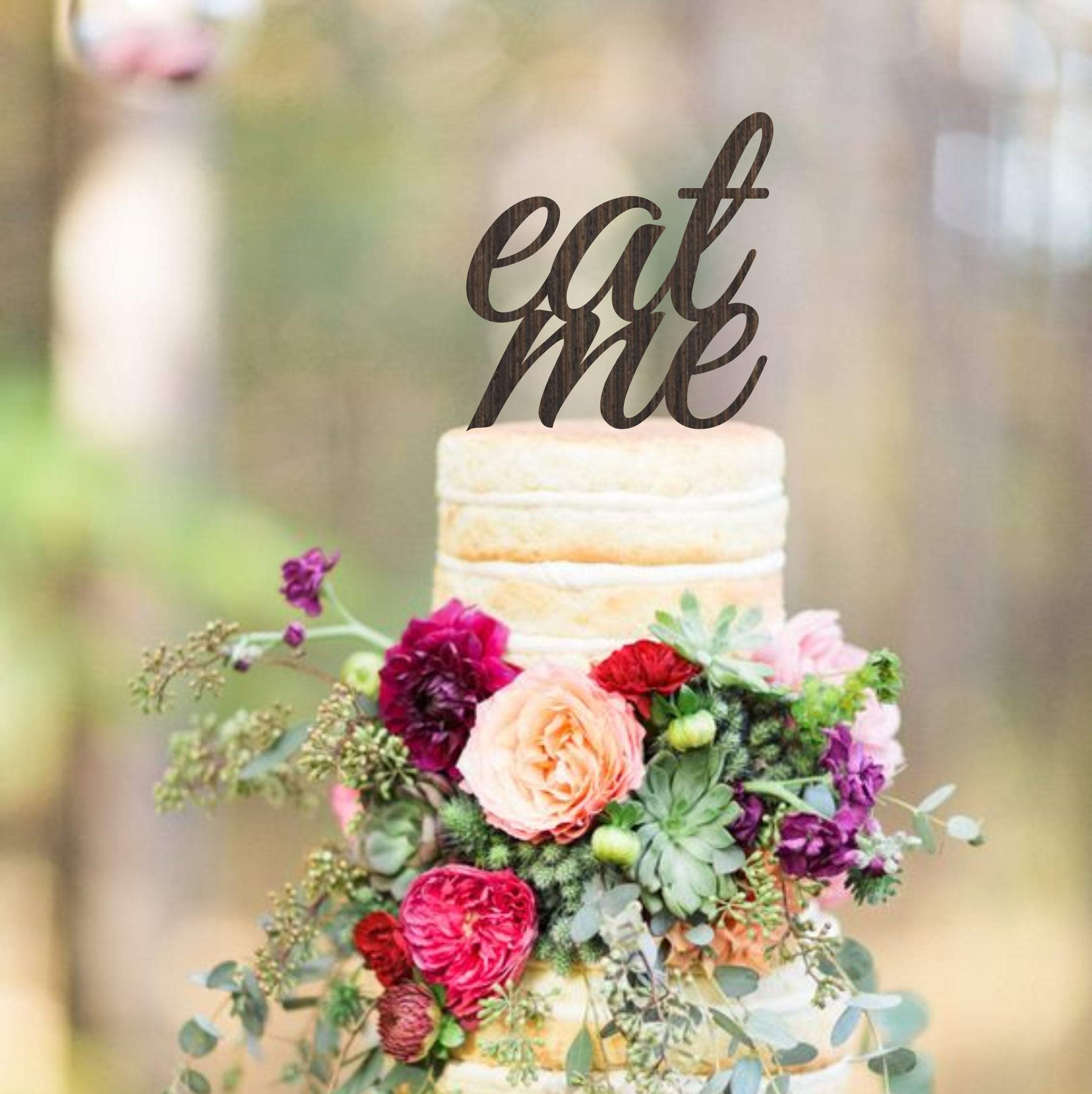 Buy Wedding Cake Topper Eat Me Cake Topper Rustic Cake Topper Wooden ...