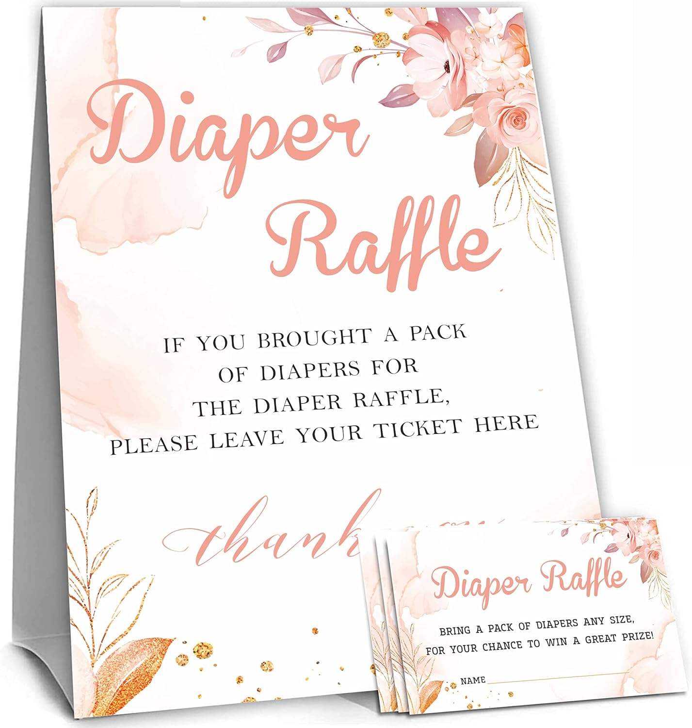 Amazon.com : 50 Diaper Raffle Tickets and 1 Self-standing Diaper Raffle ...